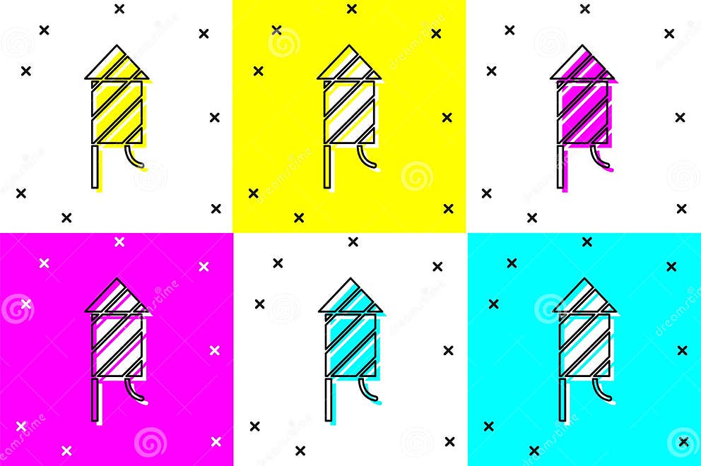 Set Firework Rocket Icon Isolated on Color Background. Concept of Fun ...