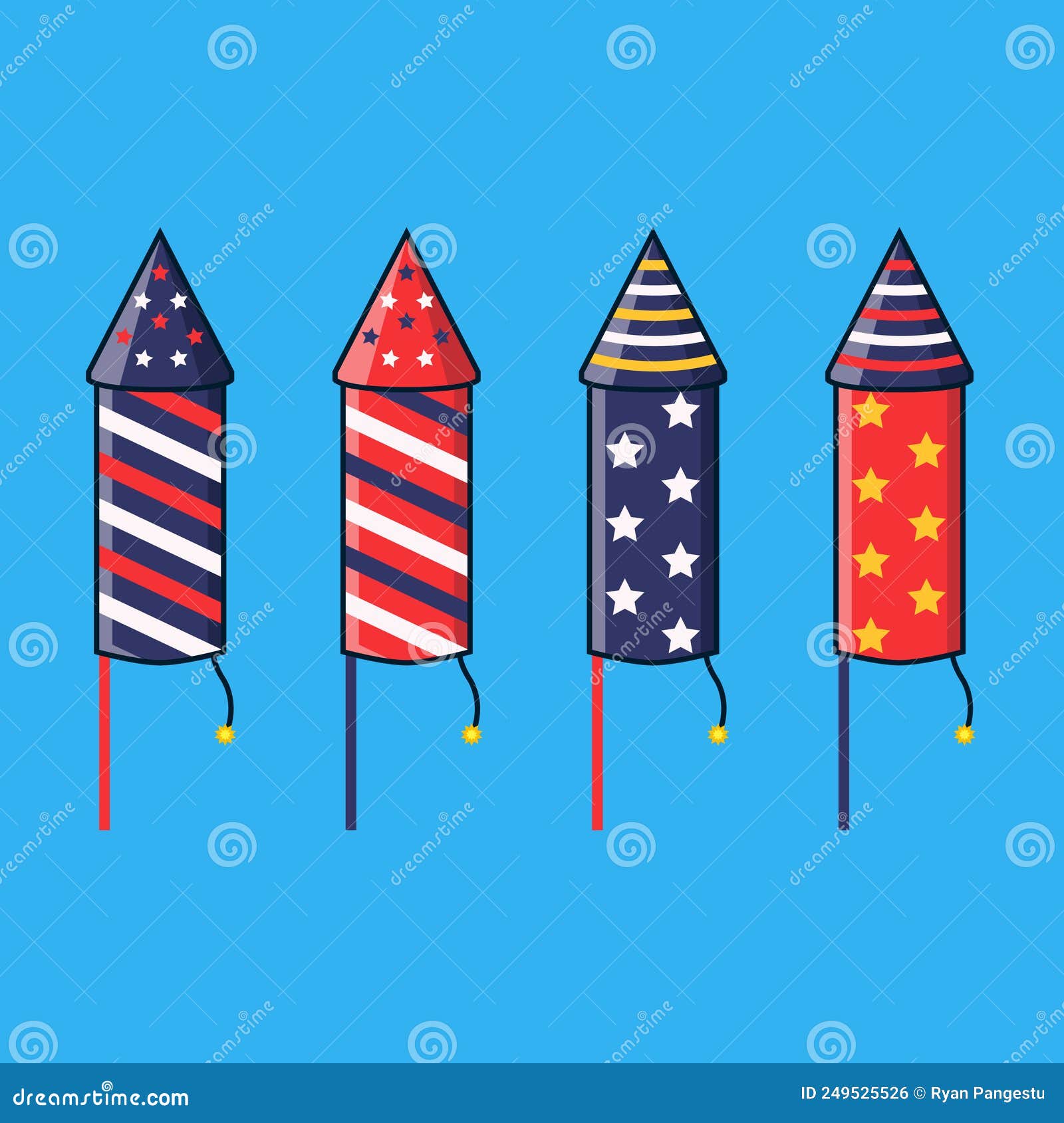 Set of Firework Rockets Illustration Stock Vector - Illustration of ...