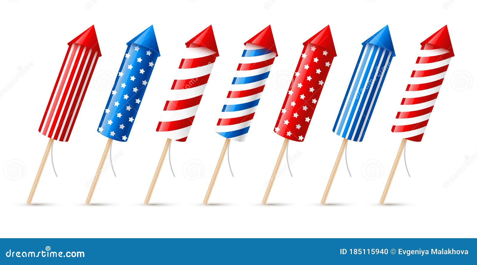 Set of Firework Rockets for Independence Day Design Stock Vector ...