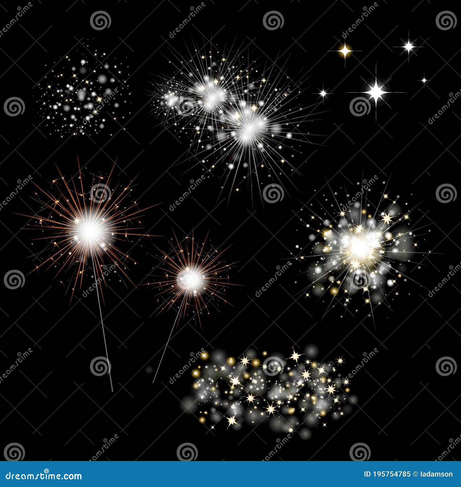 Set of Fireworks and Bengal Light Stock Vector - Illustration of bengal ...