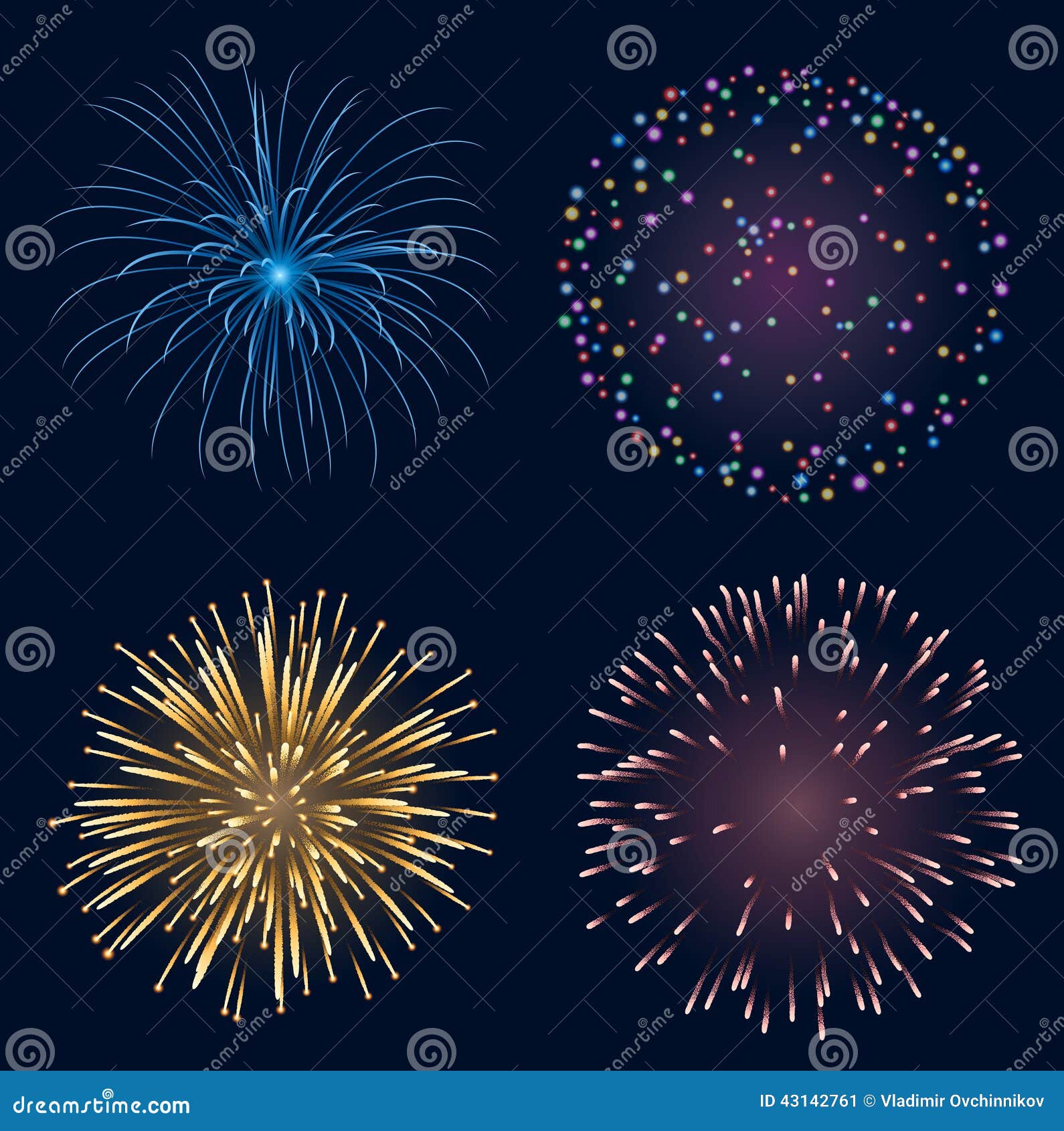 Set of fireworks stock vector. Illustration of feast - 43142761