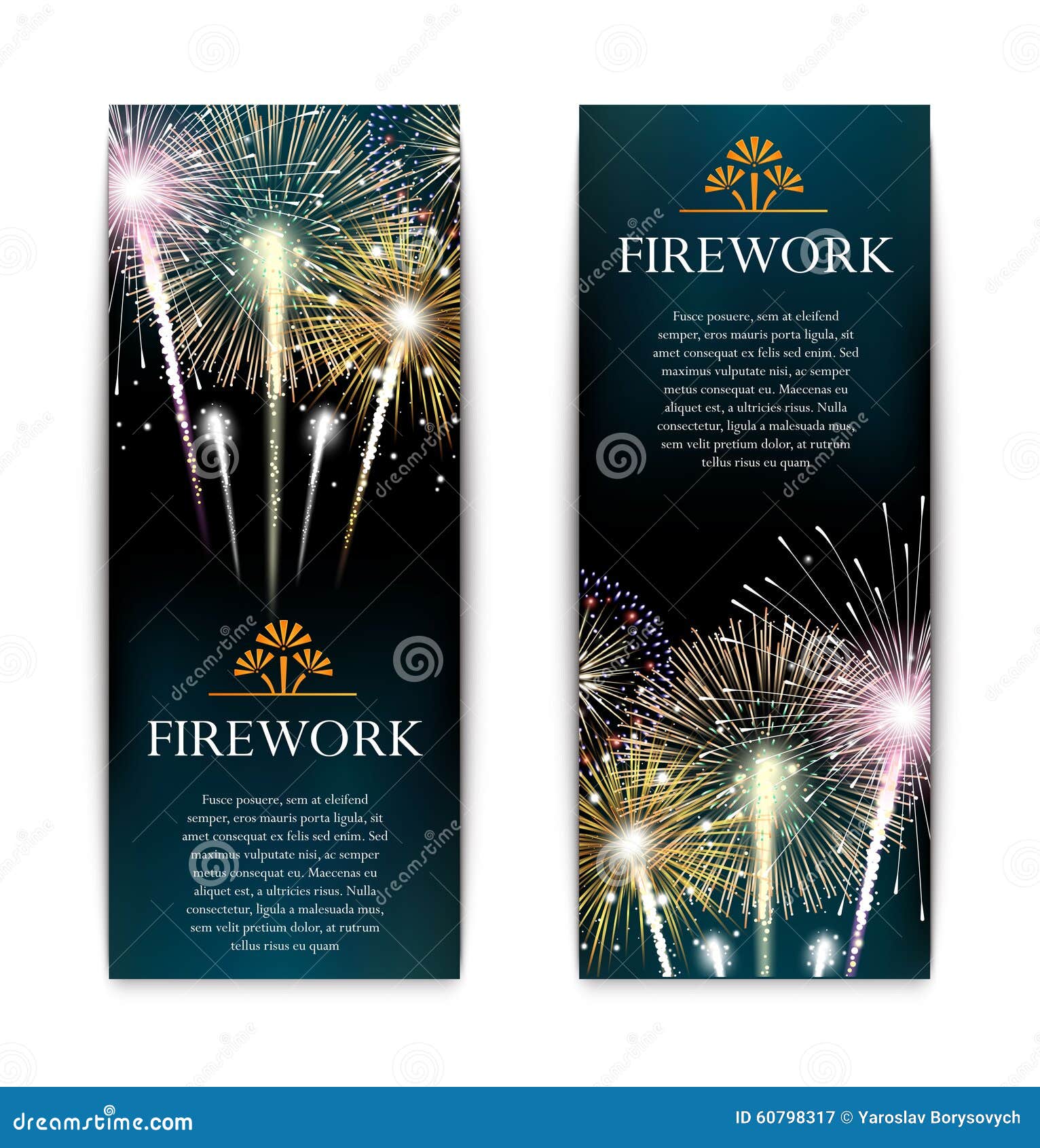 Set of Fireworks, Festive Vertical Banner, Firecracker Vector Stock ...