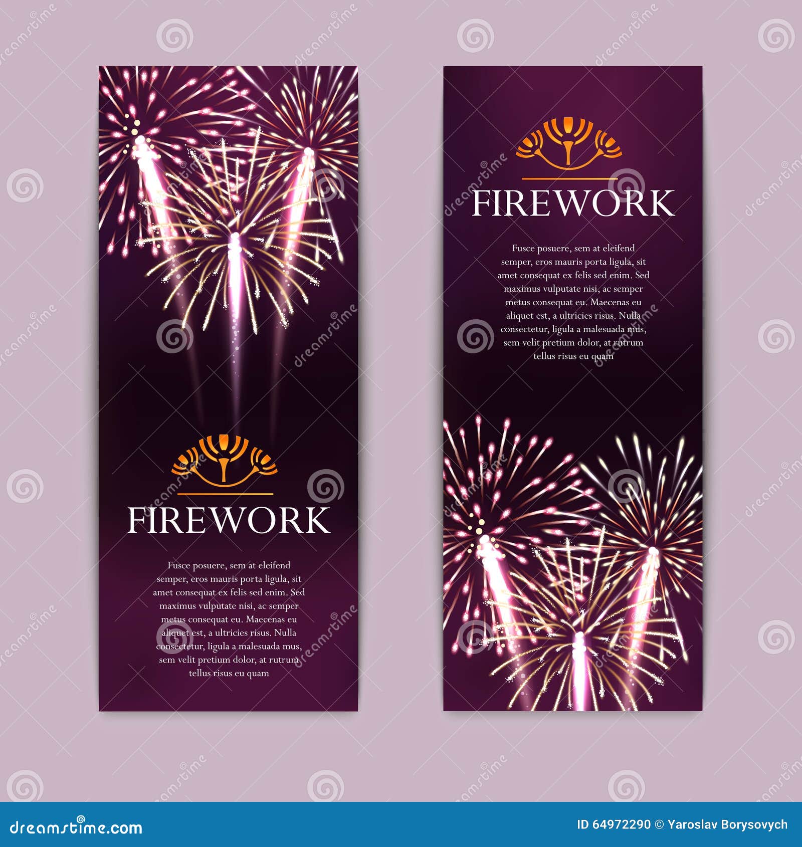 Set of Fireworks, Festive Vertical Banner, Firecracker Vector Stock ...