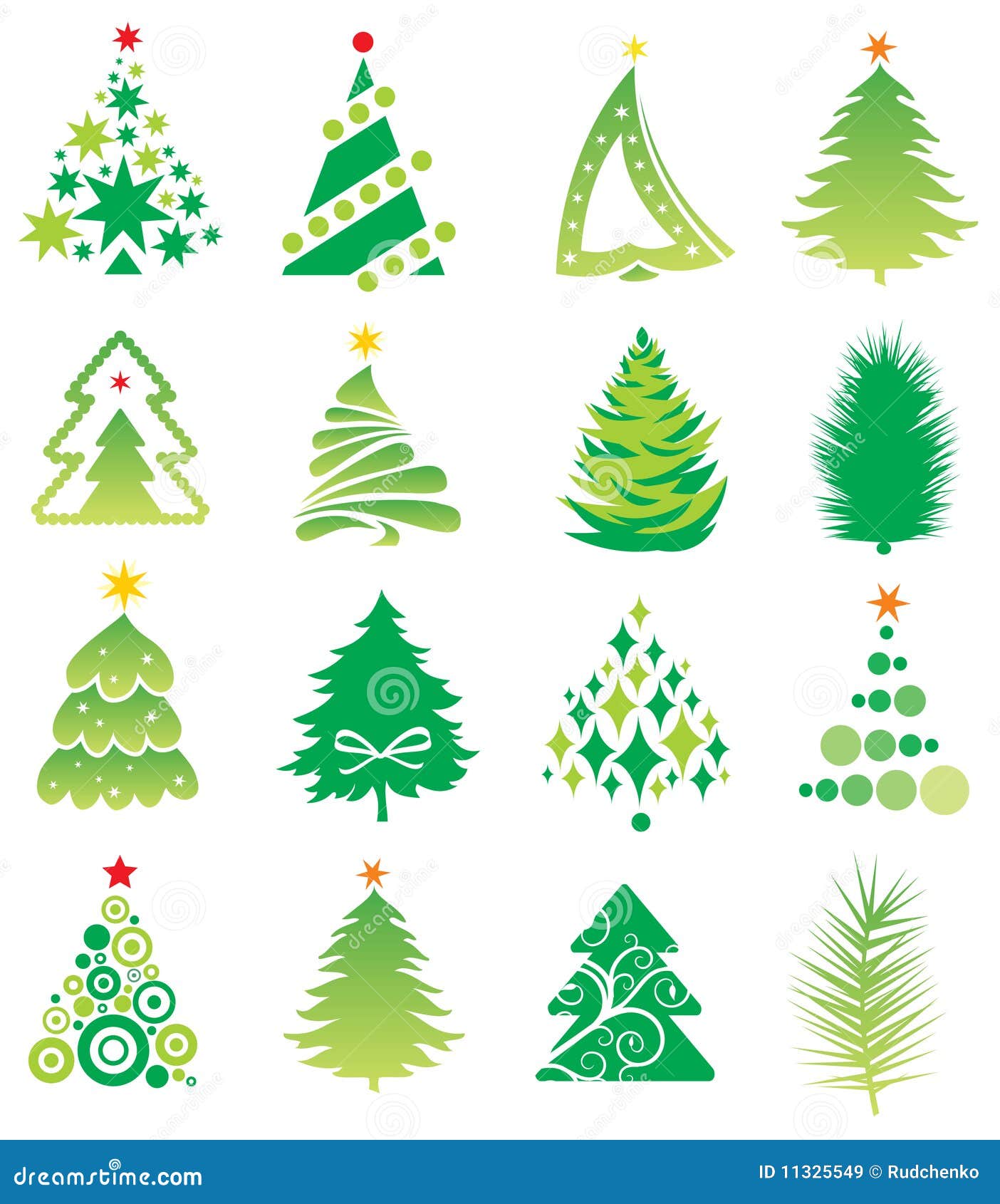 Set of firs. stock vector. Illustration of green, crystal - 11325549