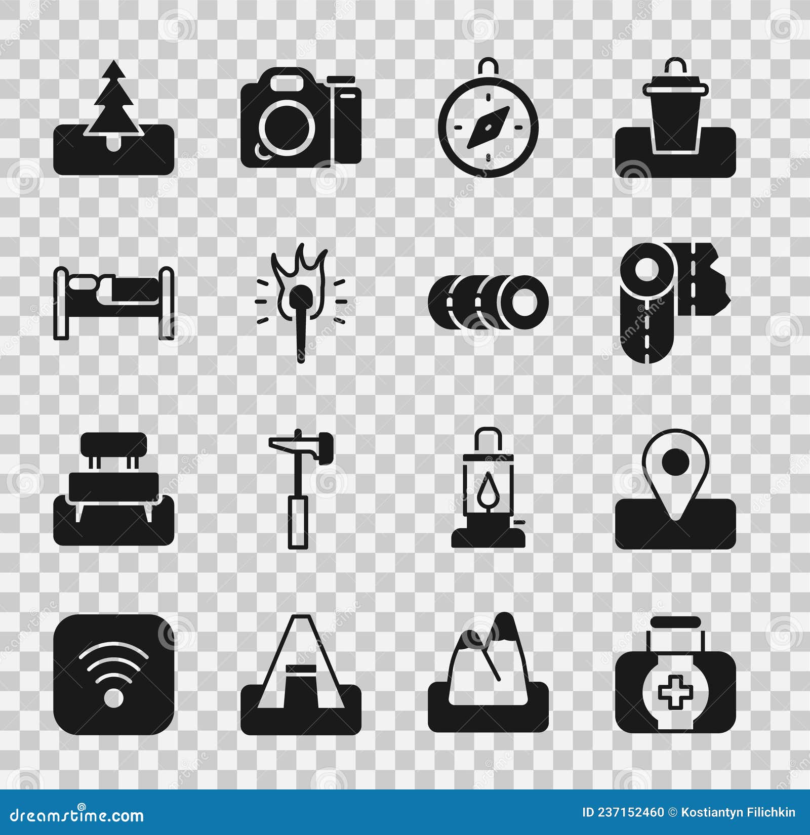 Set First Aid Kit, Location for Camping, Paper Towel Roll, Compass ...