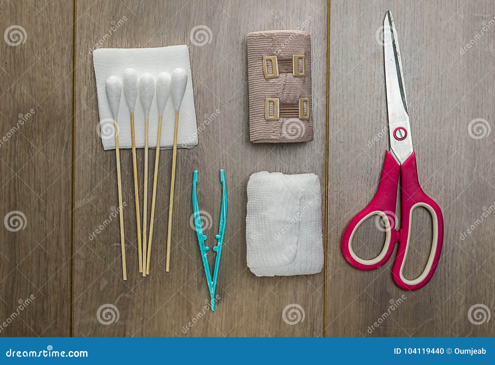 Set first aid kit top view stock photo. Image of isolated - 104119440