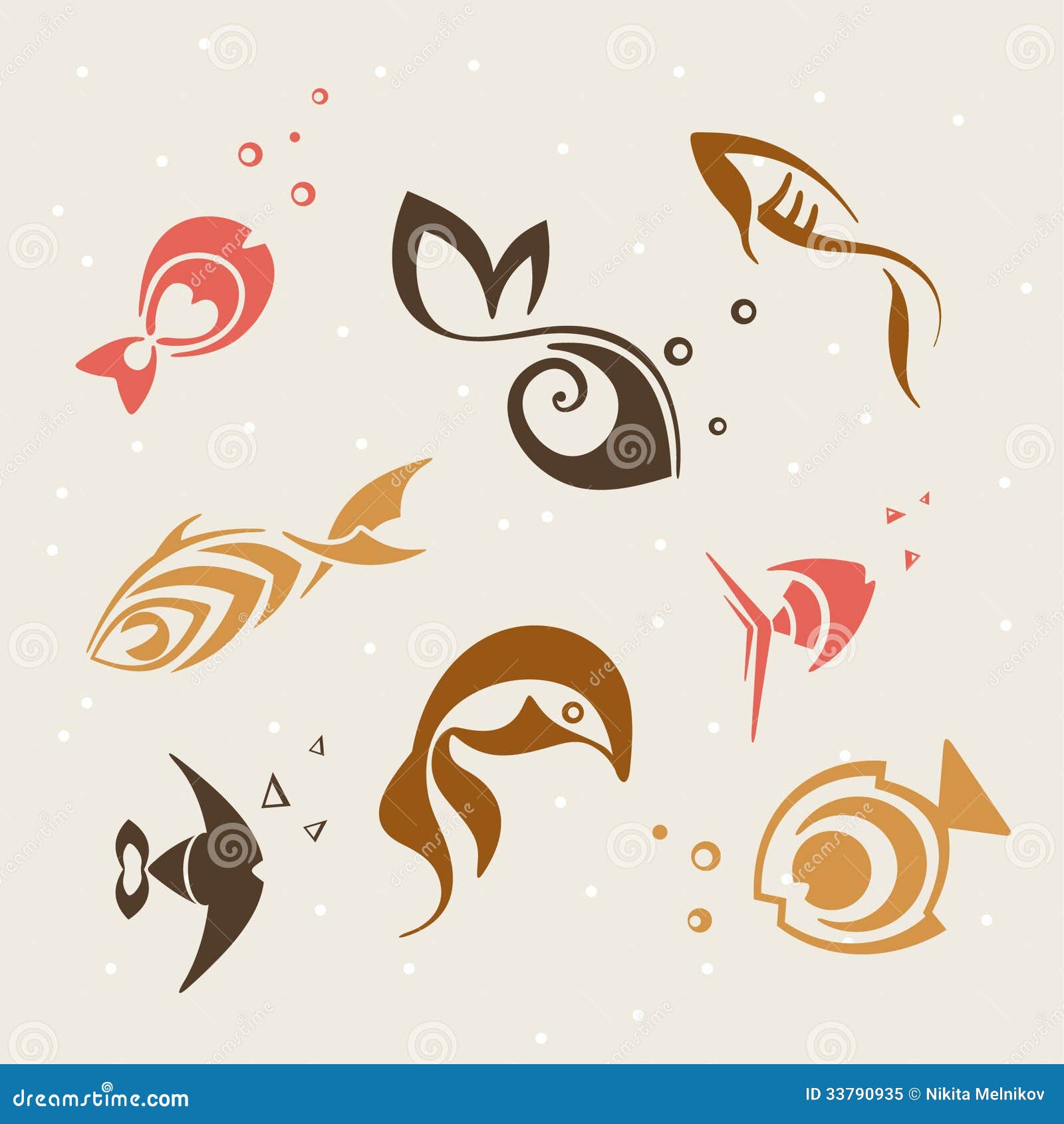 Set of fish stock vector. Illustration of marine, ocean - 33790935