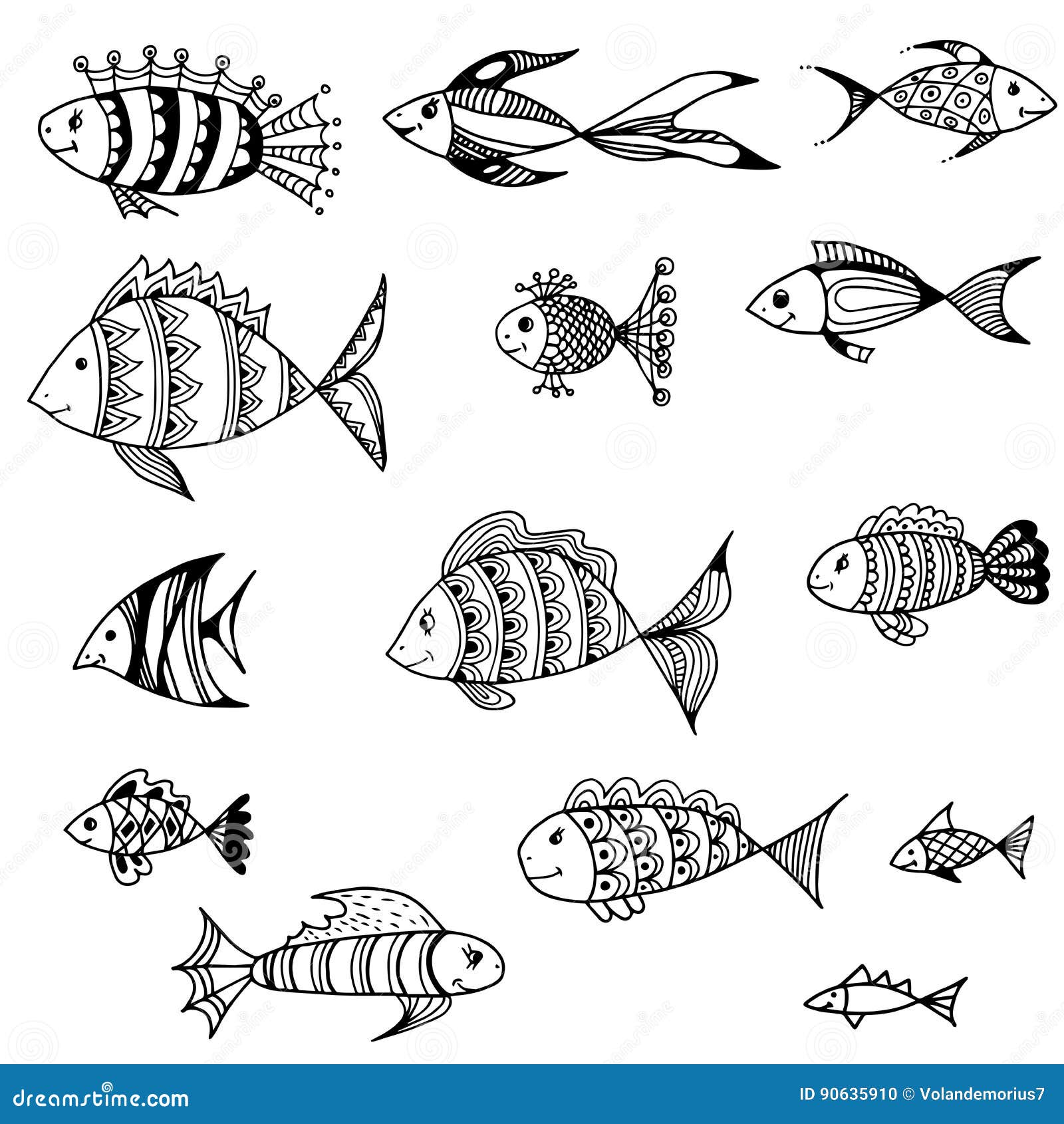 A Set of Fish of Different Styles Stock Vector - Illustration of ...