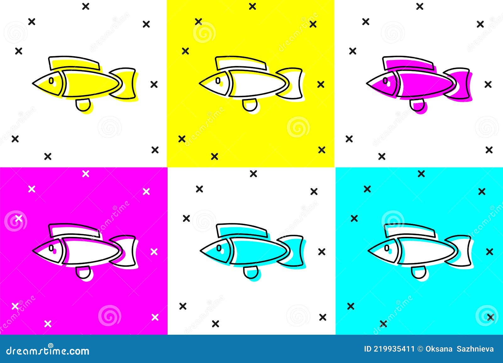 Set Fish Icon Isolated on Color Background. Vector Stock Vector ...