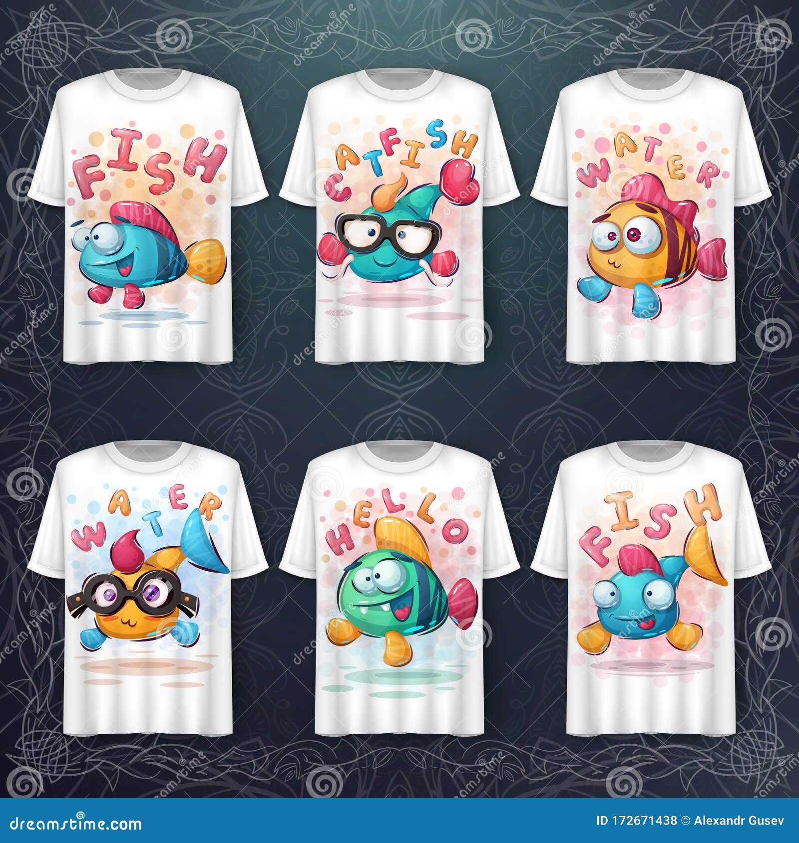 Set Fish Illustration and Merchandising Stock Vector - Illustration of ...