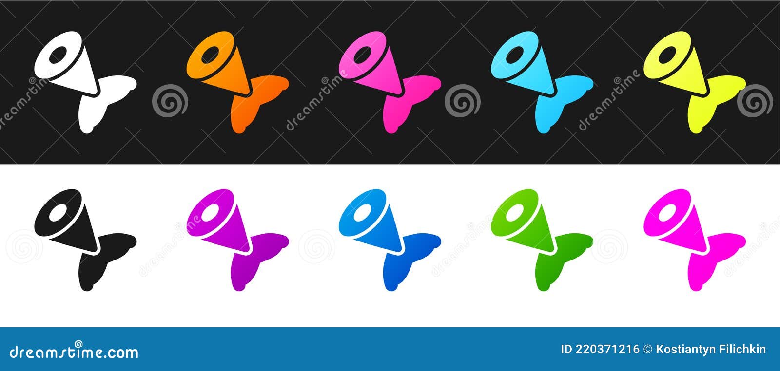 Set Fish Tail Icon Isolated on Black and White Background. Vector Stock ...