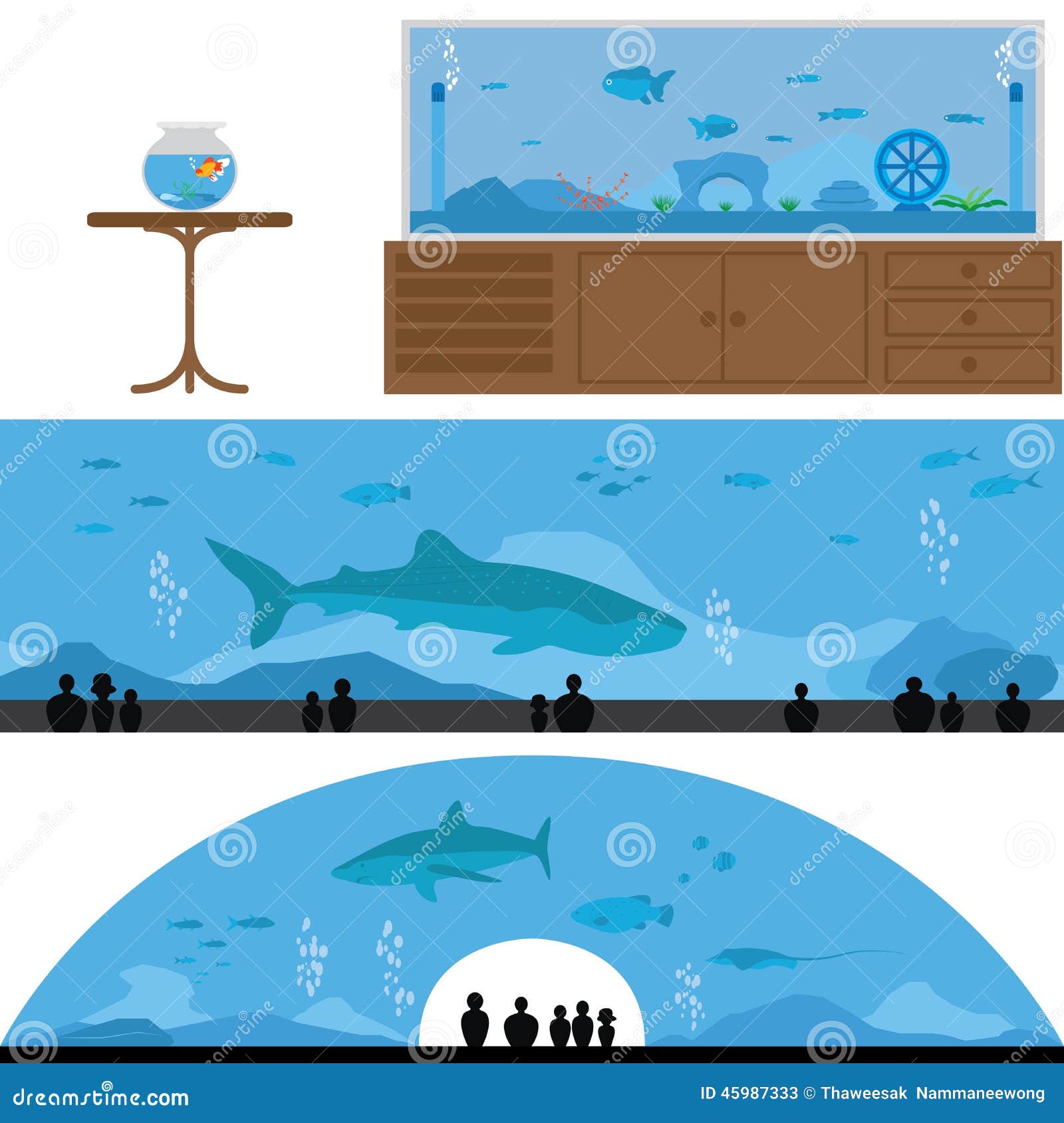 Set of Fish Tank and Aquarium Landscape Stock Vector - Illustration of ...