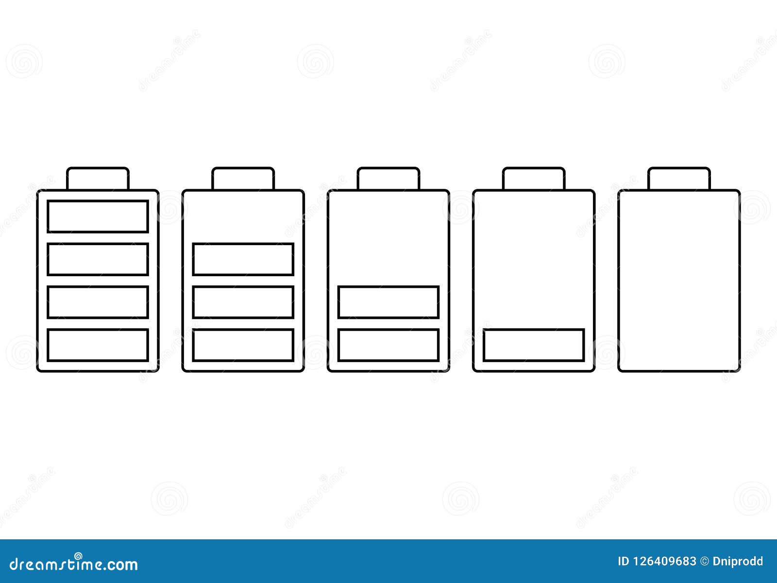 A set of five batteries stock vector. Illustration of electric - 126409683