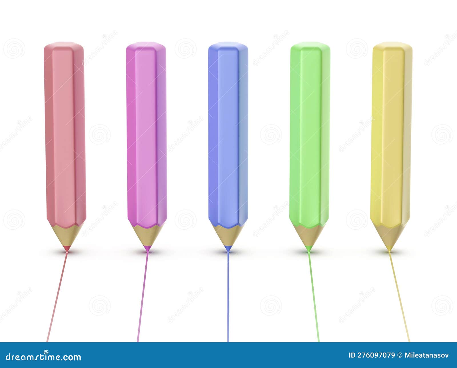 Set of Five Cartoon Style Colored Pencils Stock Illustration ...