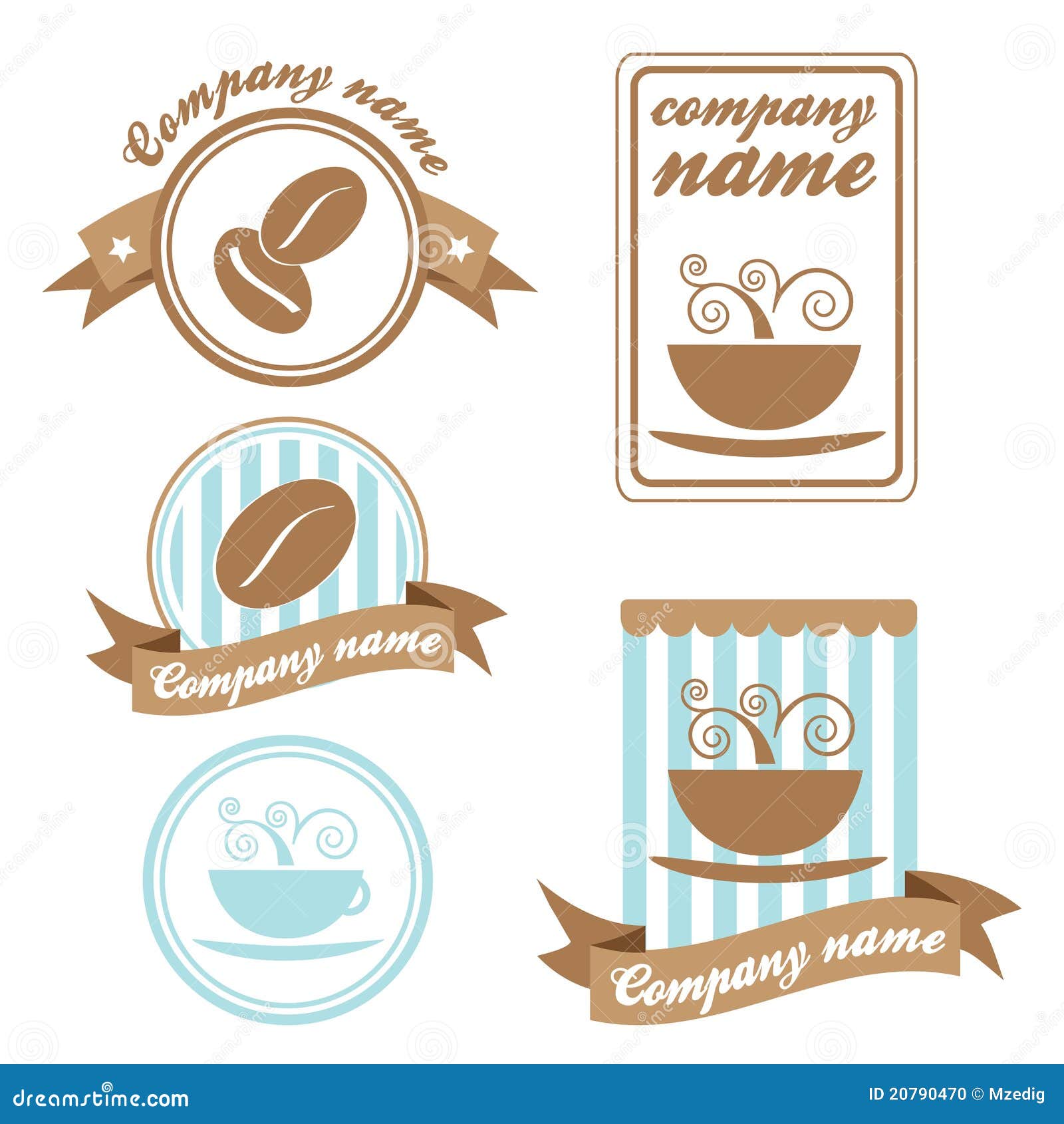 Set of Five Coffee Logos (vector) Stock Vector - Illustration of coffee ...