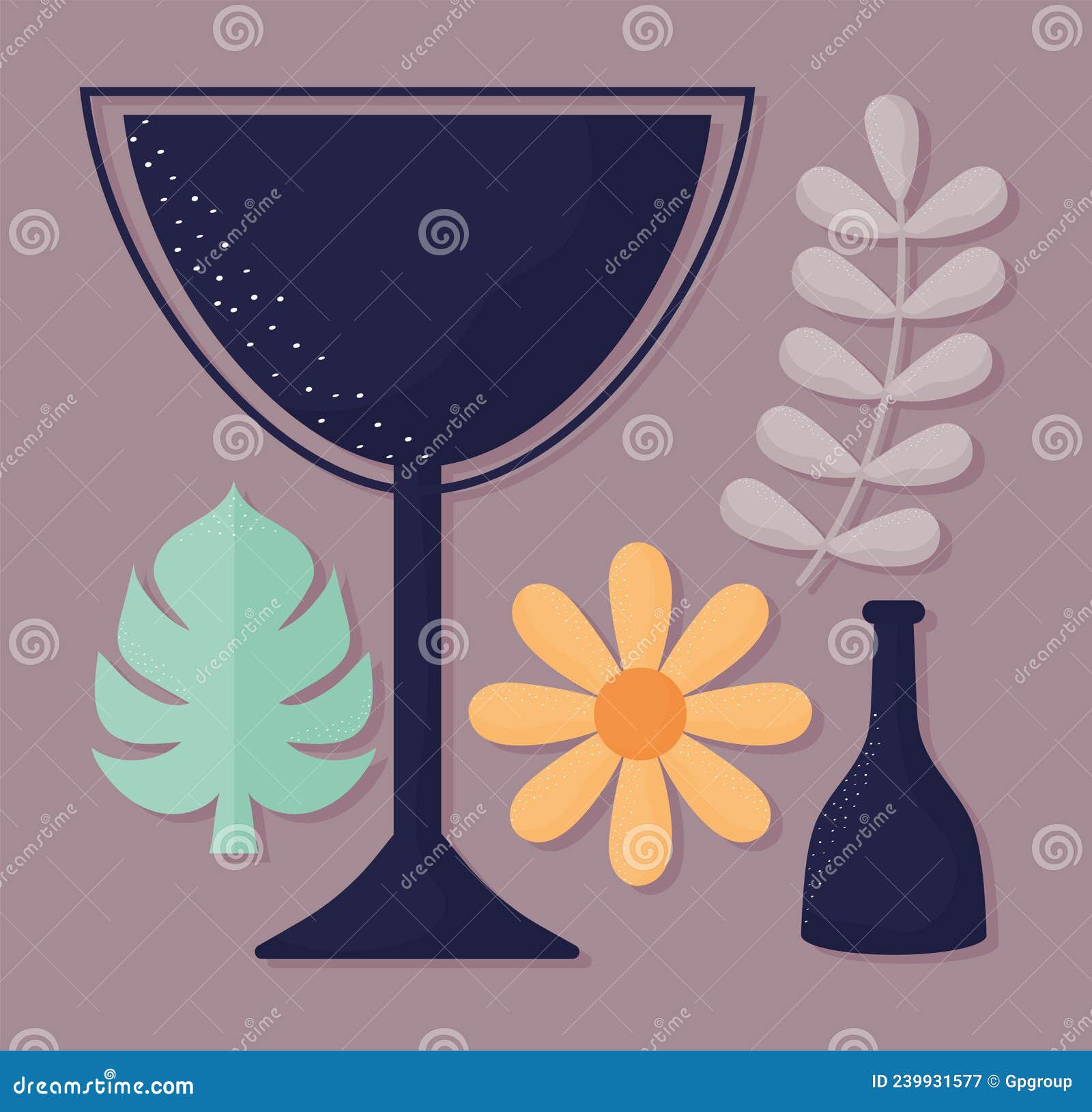 Five cute items stock vector. Illustration of small - 239931577