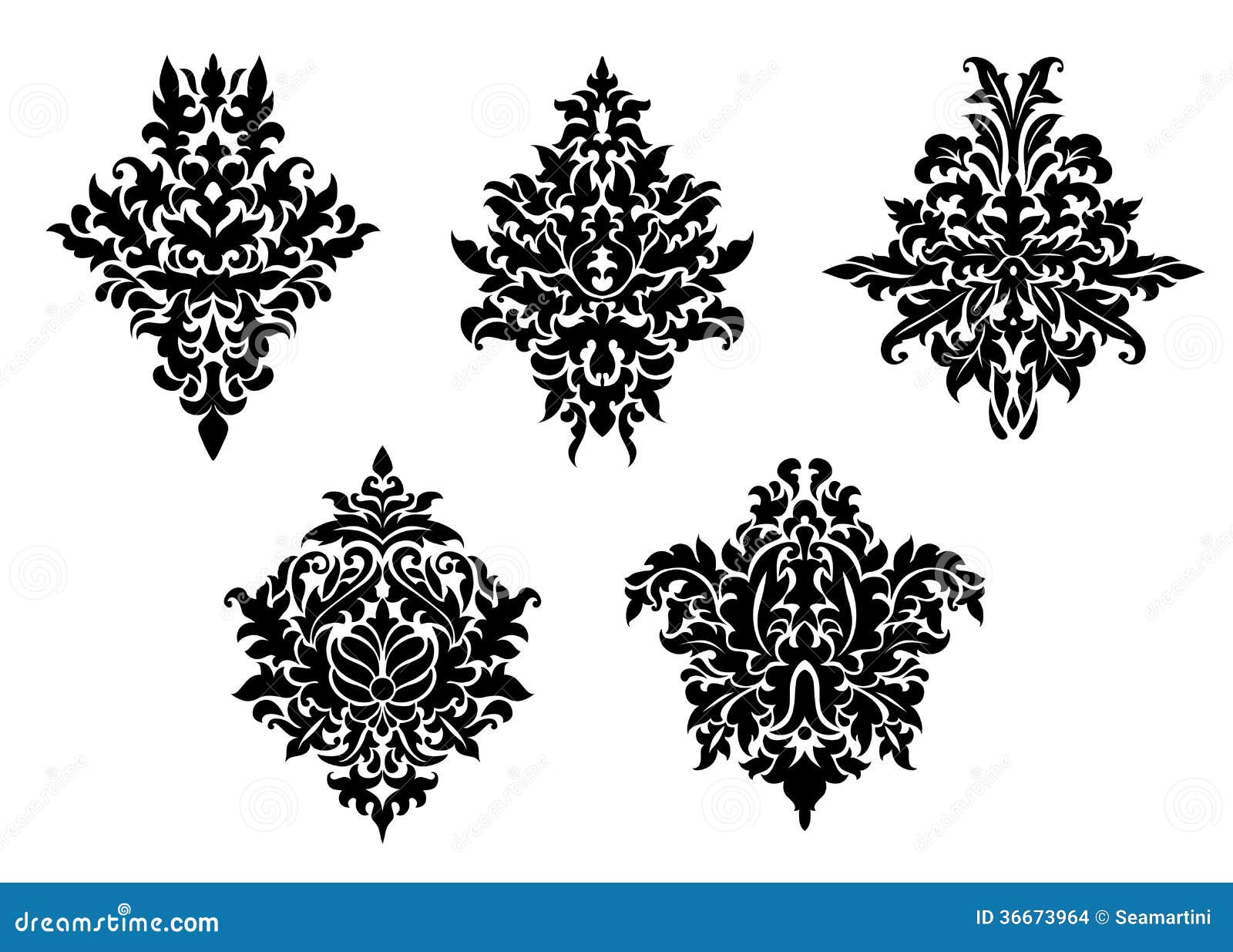 Set of Five Different Foliate Stock Vector - Illustration of shape ...