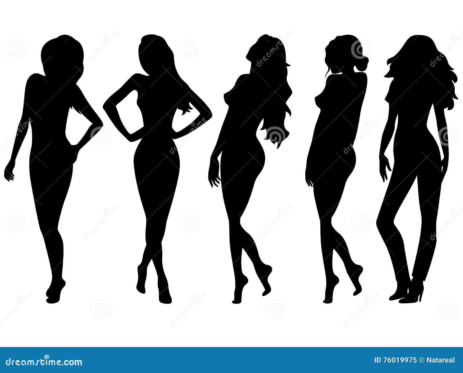 Five Female Silhouettes. Types Of Female Figures Cartoon Vector ...
