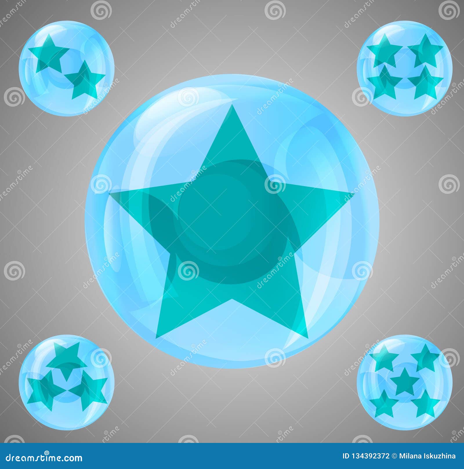 A Set of Five Glossy Balls with Stars from One Stock Vector ...