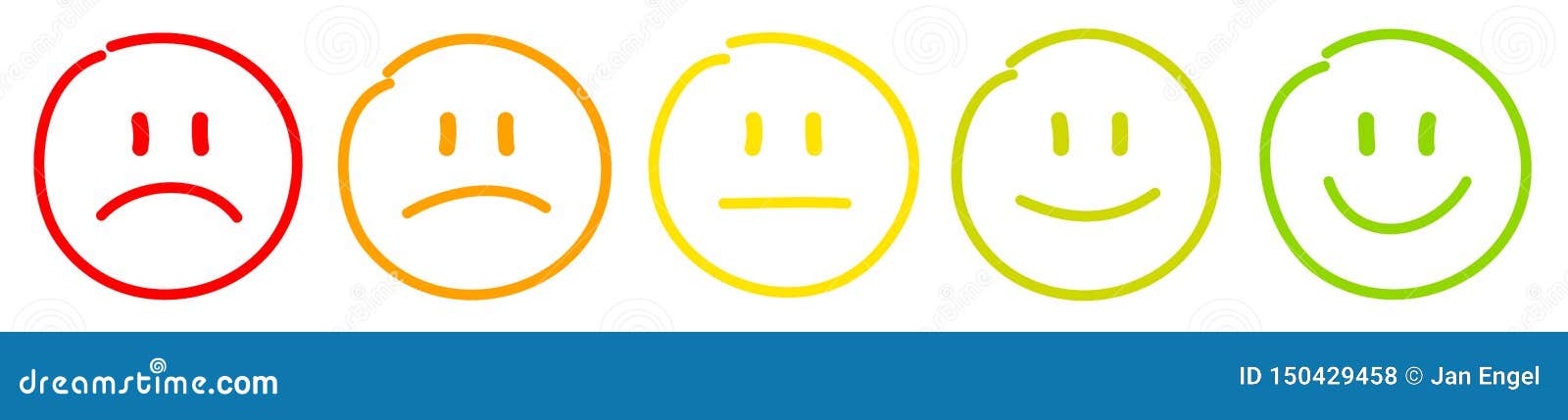 Set of Five Handdrawn Outline Colorful Faces Different Moods Stock ...