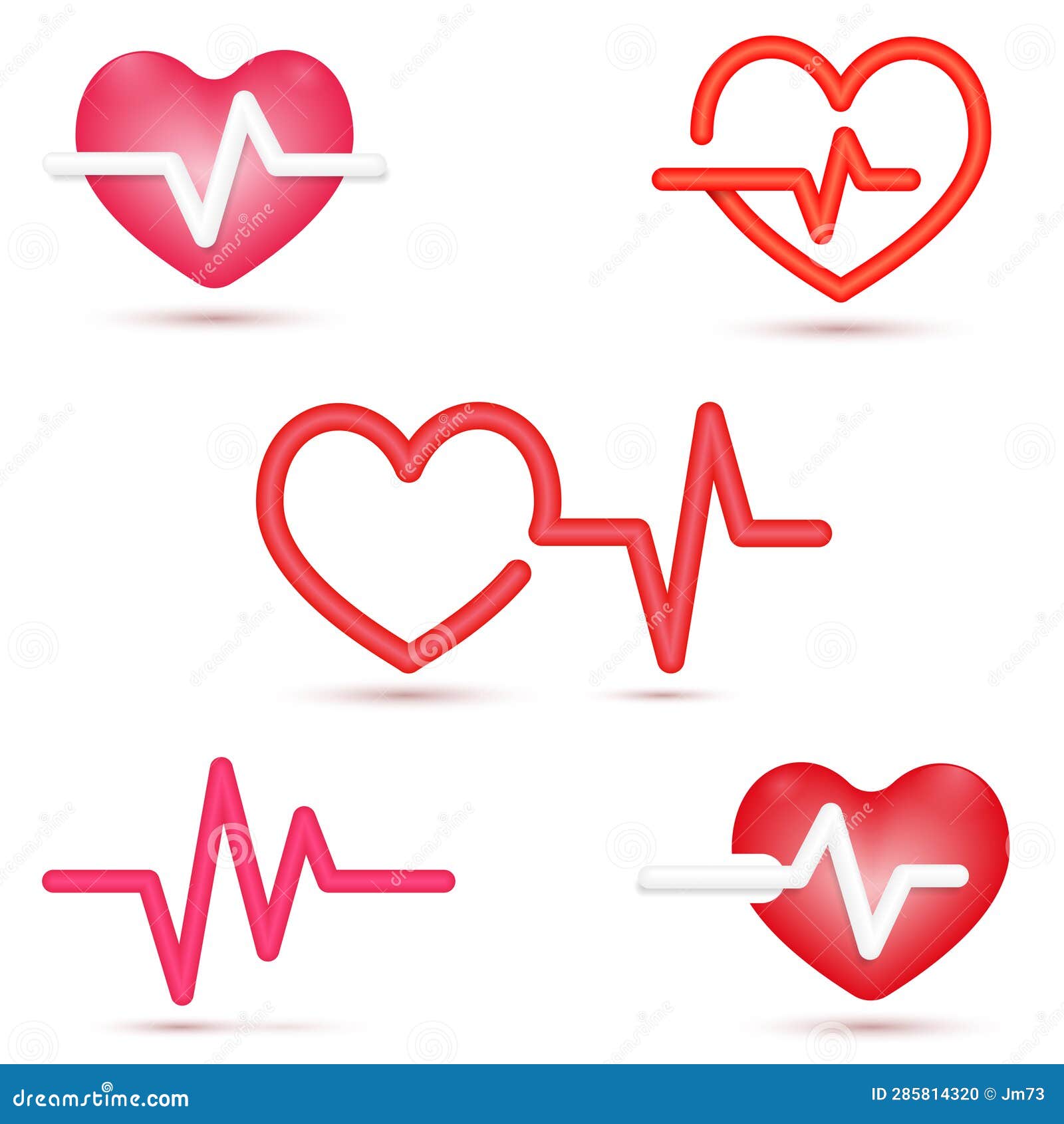 Set of Five Heartbeat Icons in Shiny Plastic Style Stock Vector ...