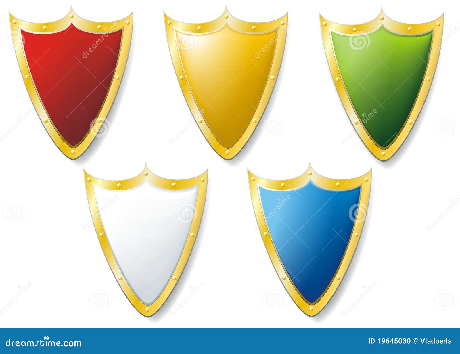 Set of Five Heraldic Shields Stock Vector - Illustration of ancient ...