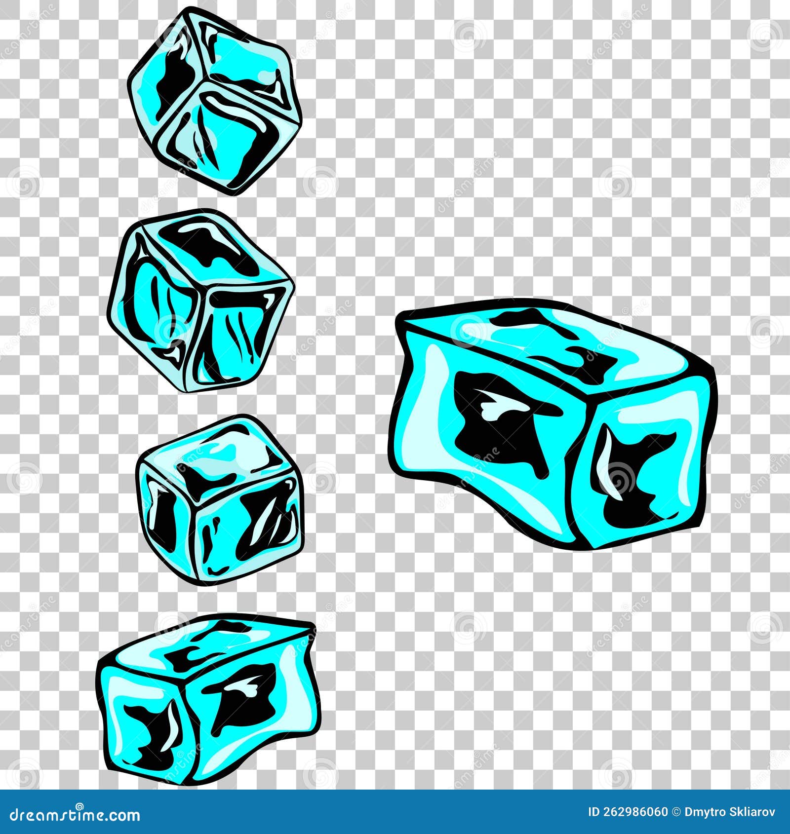 A Set Of Five Ice Cubes Isolated On A Transparent Background Vector ...
