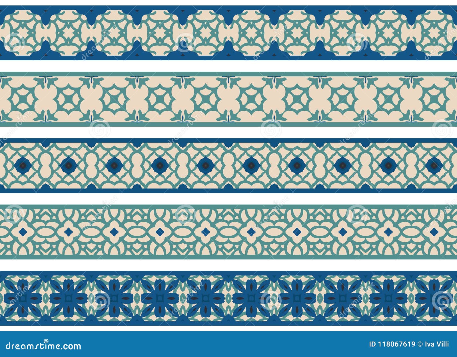 Seamless Decorative Borders Stock Vector - Illustration of line, beige ...