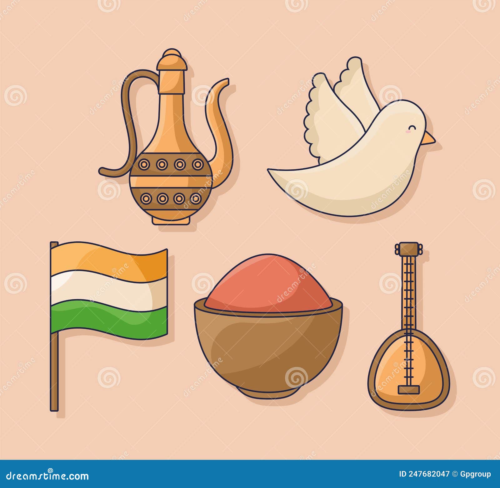 Indian Items Set Vector Illustration | CartoonDealer.com #97794168