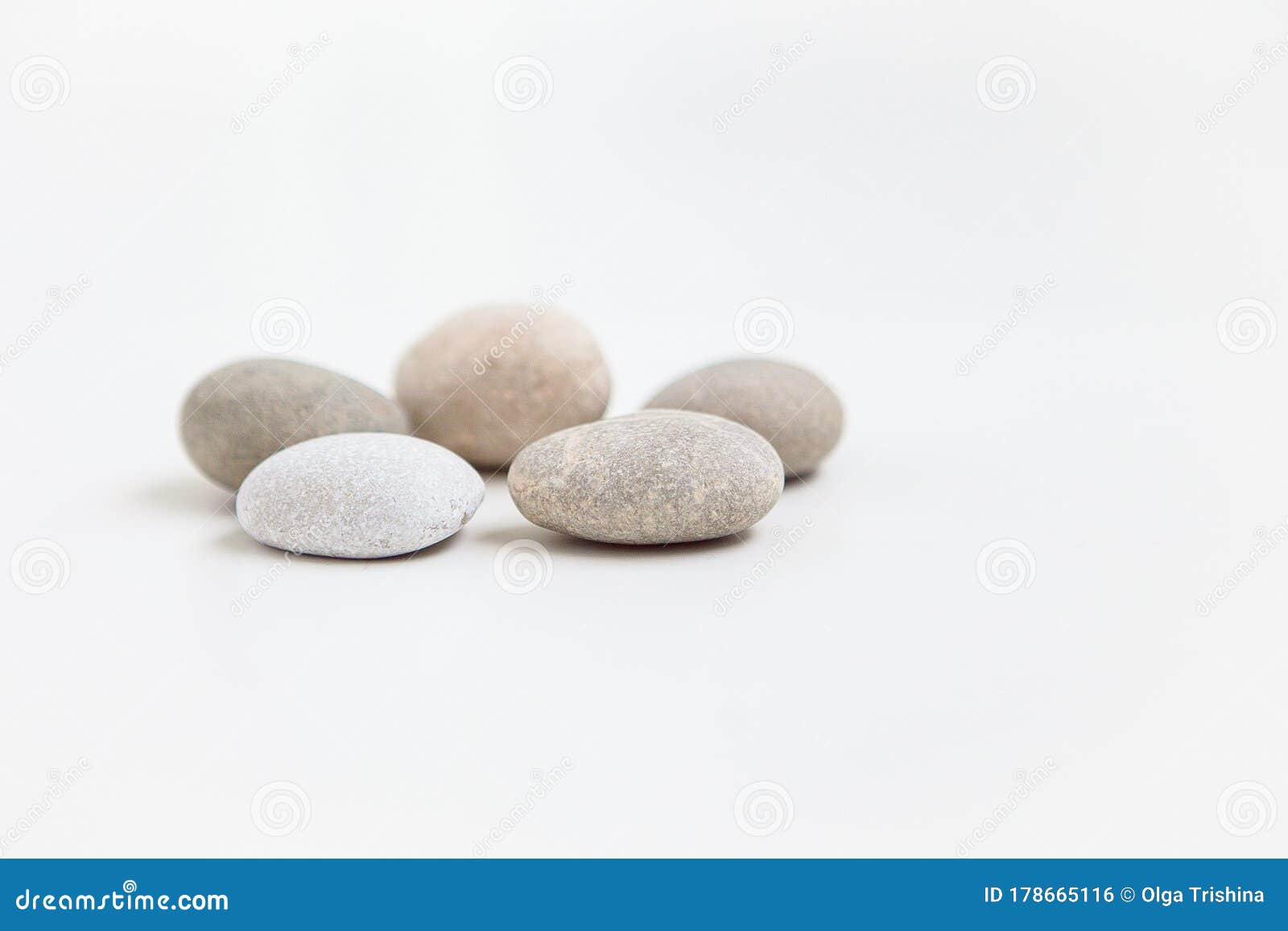 Set of Five Pebbles on the White Background Stock Photo - Image of ...