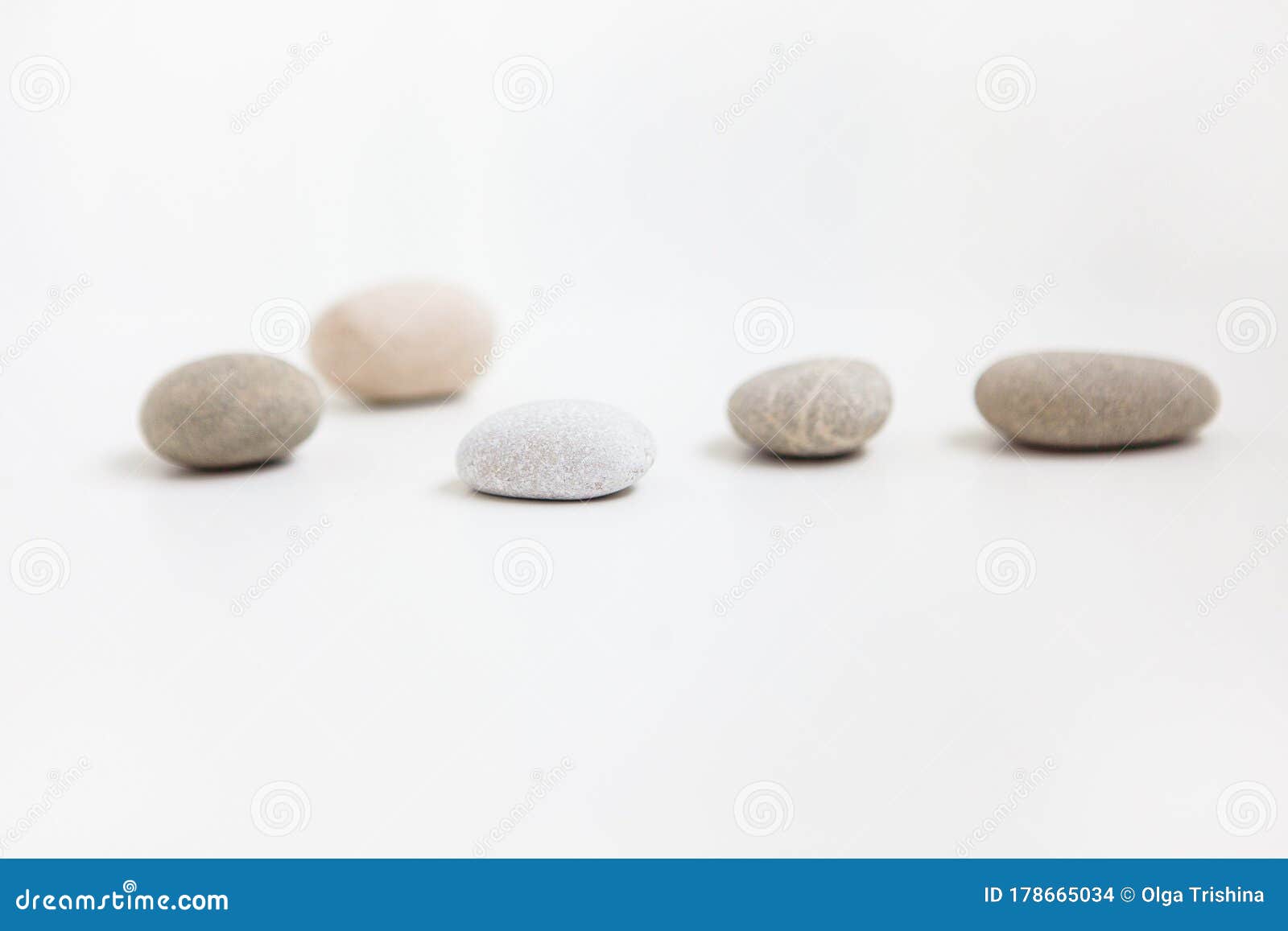 Set of Five Pebbles on the White Background Stock Photo - Image of ...
