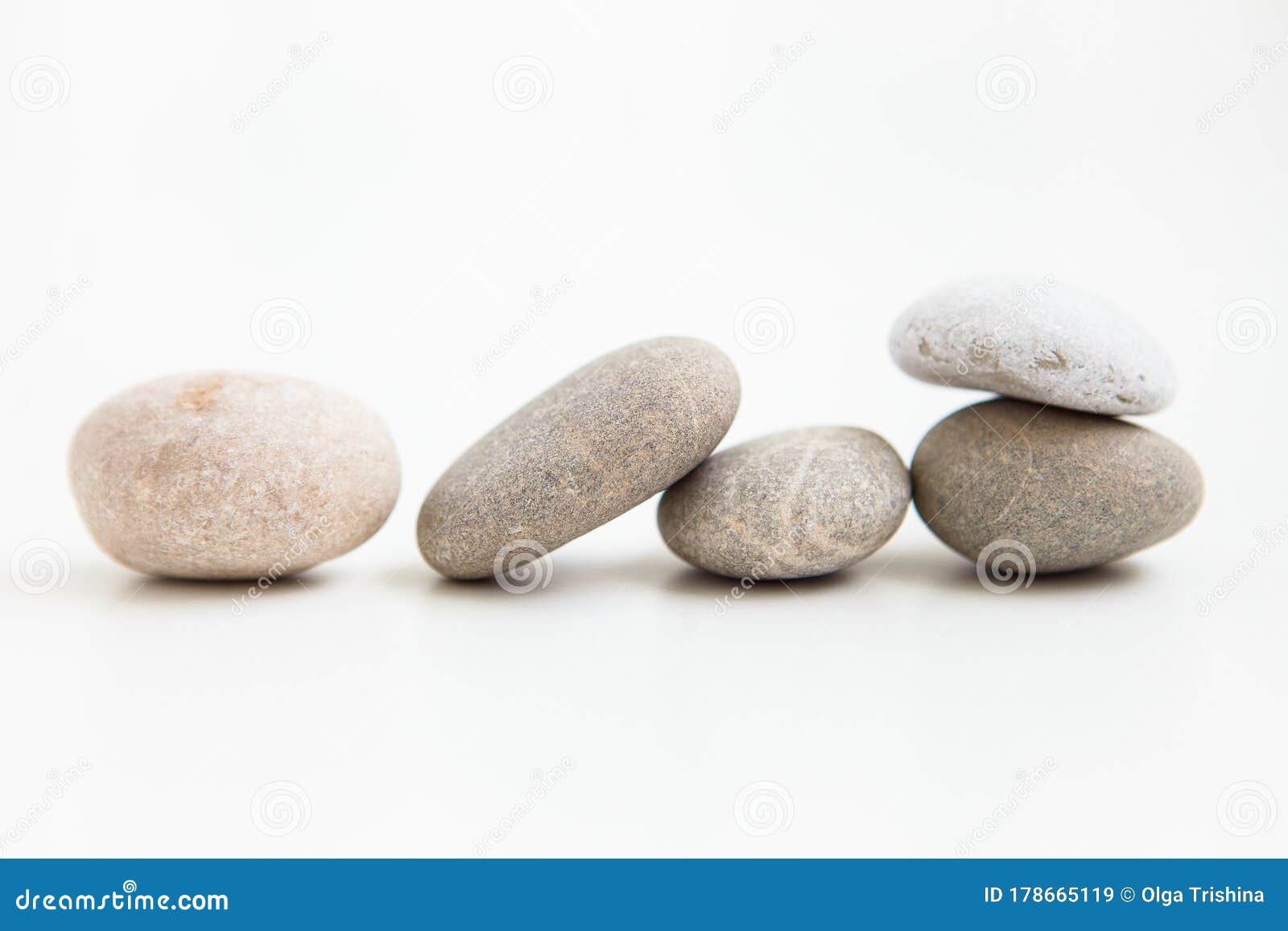Set of Five Pebbles on the White Background Stock Image - Image of heap ...