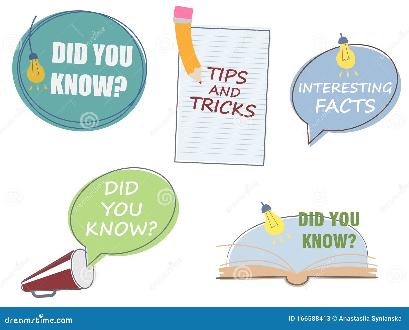 A Set of Five Pictures for Informational Illustration Stock Vector ...