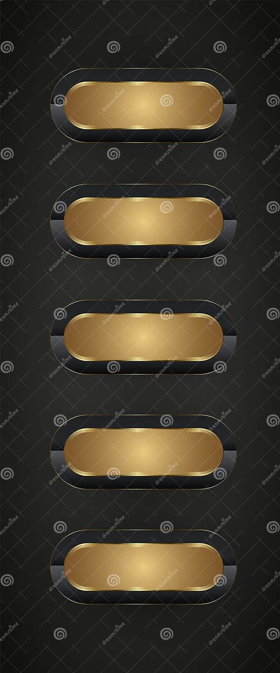 Five Golden Premium Buttons Placed Vertically Stock Illustration ...