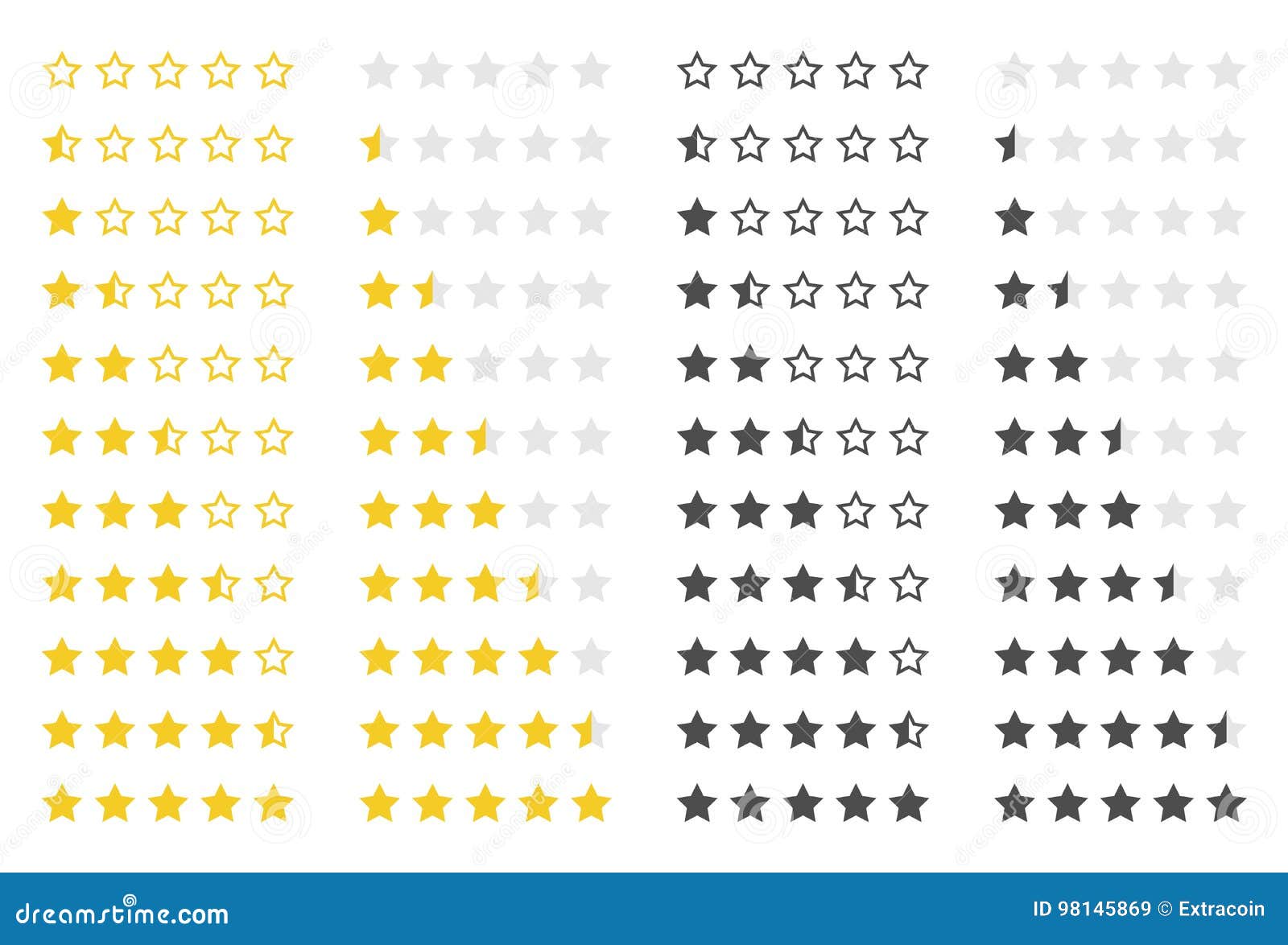 Rating stars set stock vector. Illustration of evaluation - 98145869