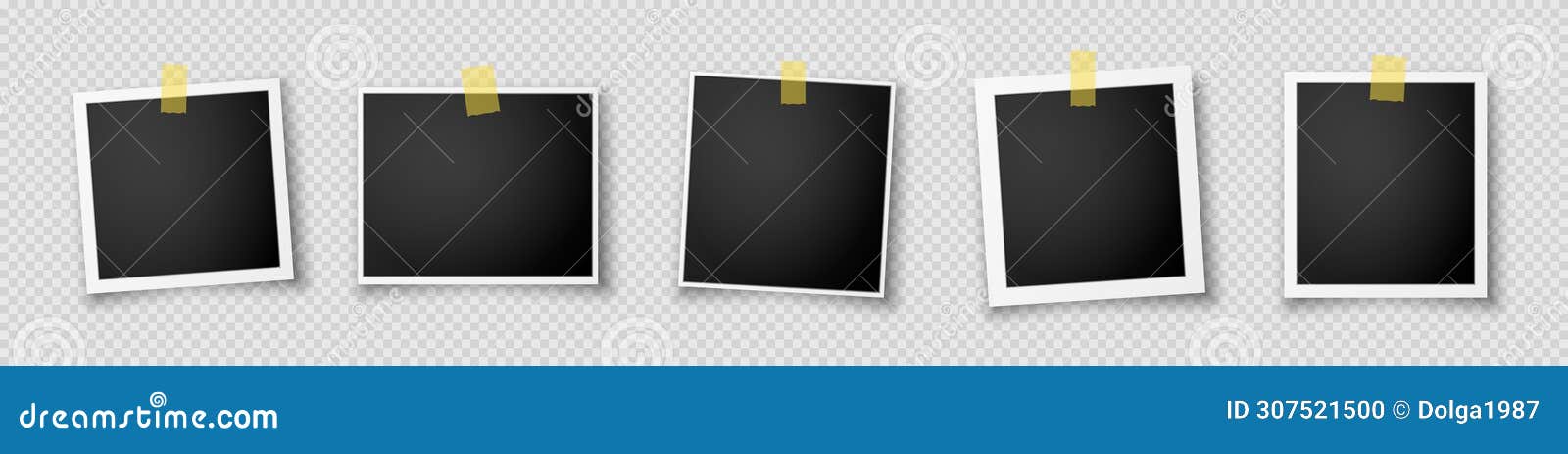 A Set of Five Realistic Photo Frames with Black Inserts and Sticky ...