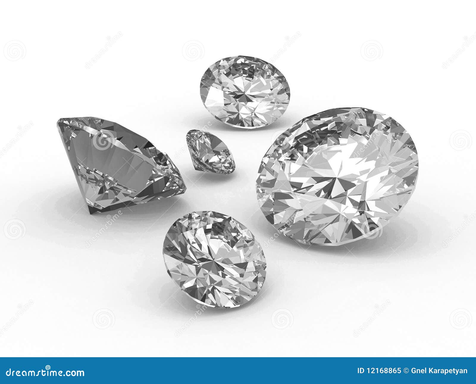 Round Diamonds Placed On Stone With Caustic Flare Black Background 3d ...