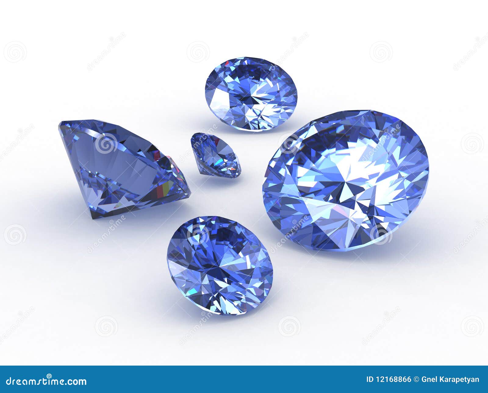 Set Of Five Round Sapphire Stones Royalty Free Stock Image - Image ...