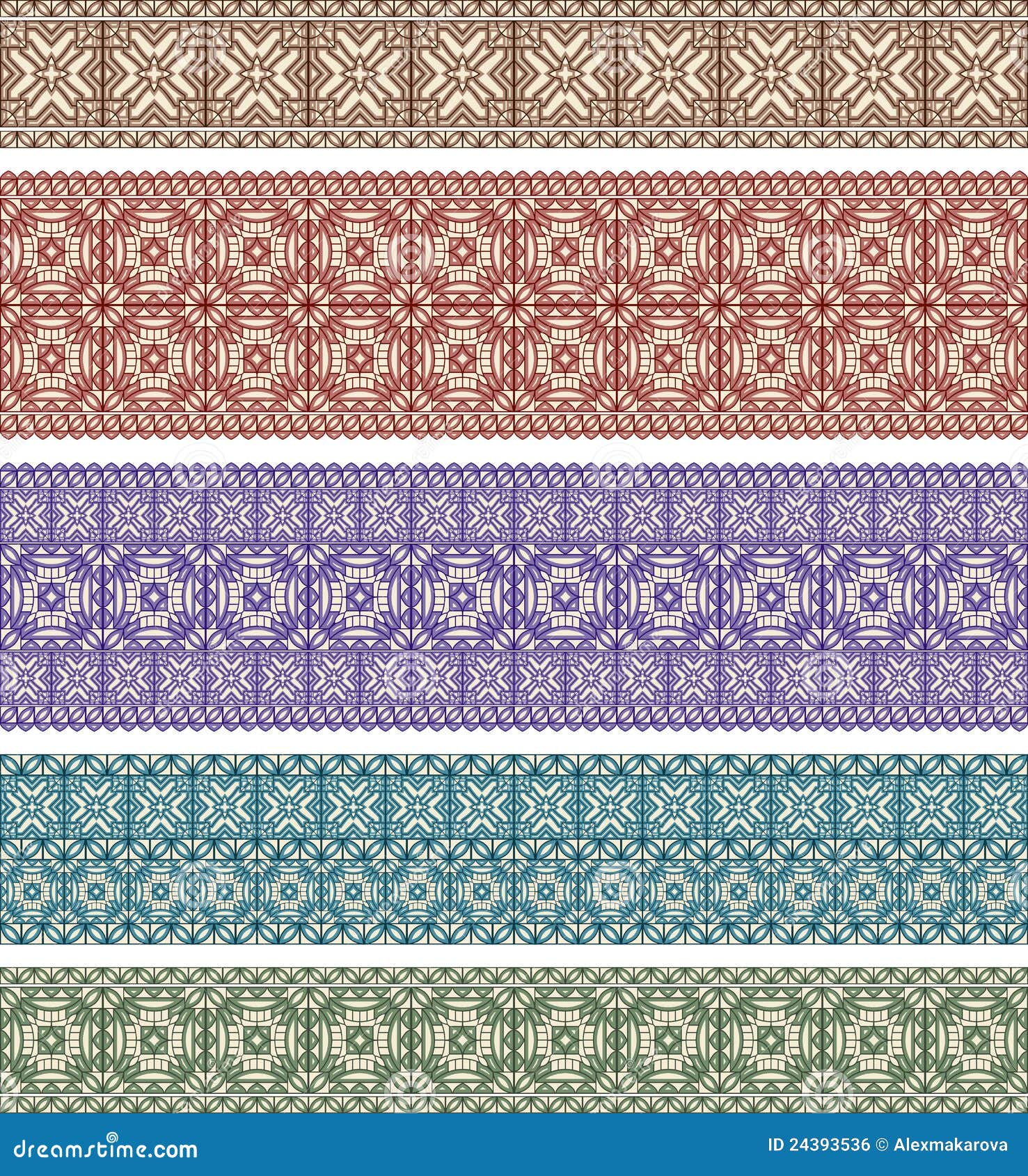 Set of Five Seamless Borders Stock Vector - Illustration of backdrop ...