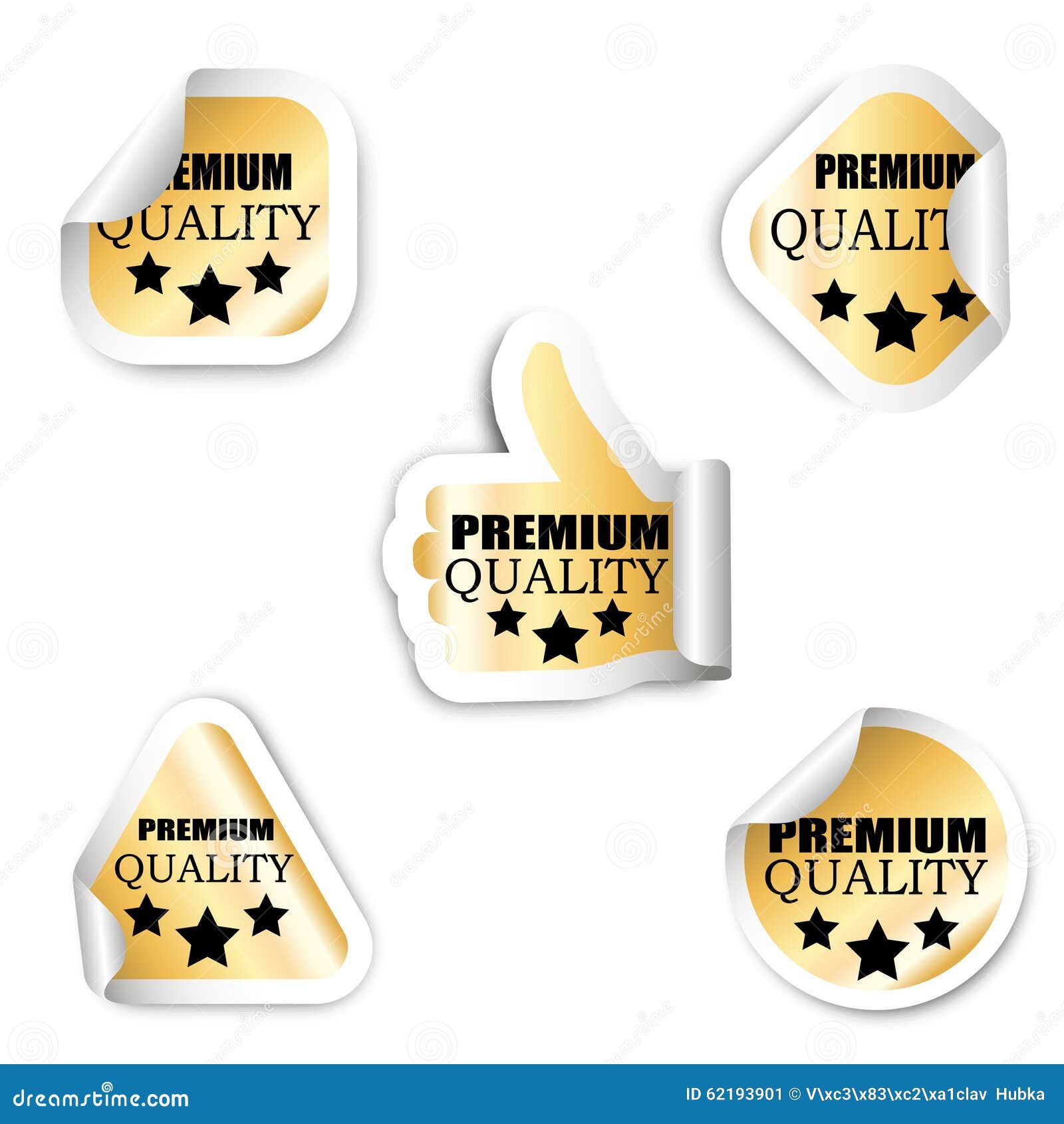 Set of Five Stickers - Premium Quality Stock Vector - Illustration of ...