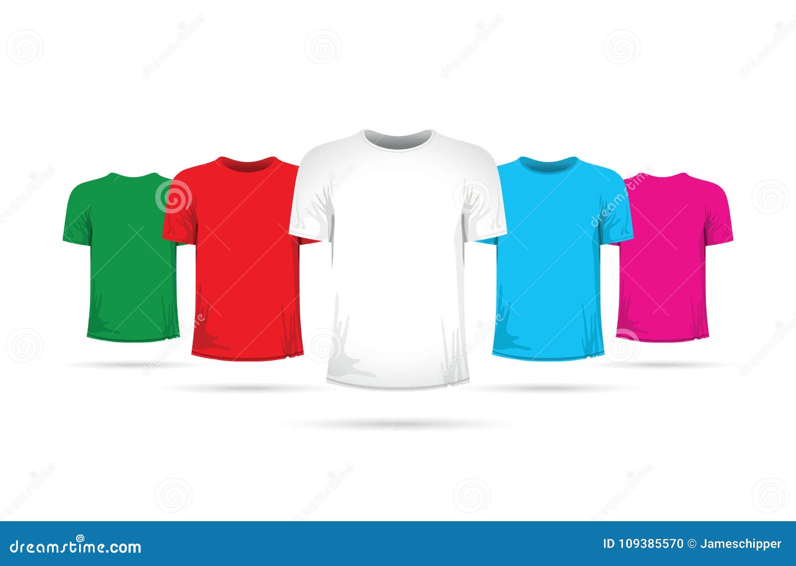 Set of five t-shirt stock illustration. Illustration of blue - 109385570
