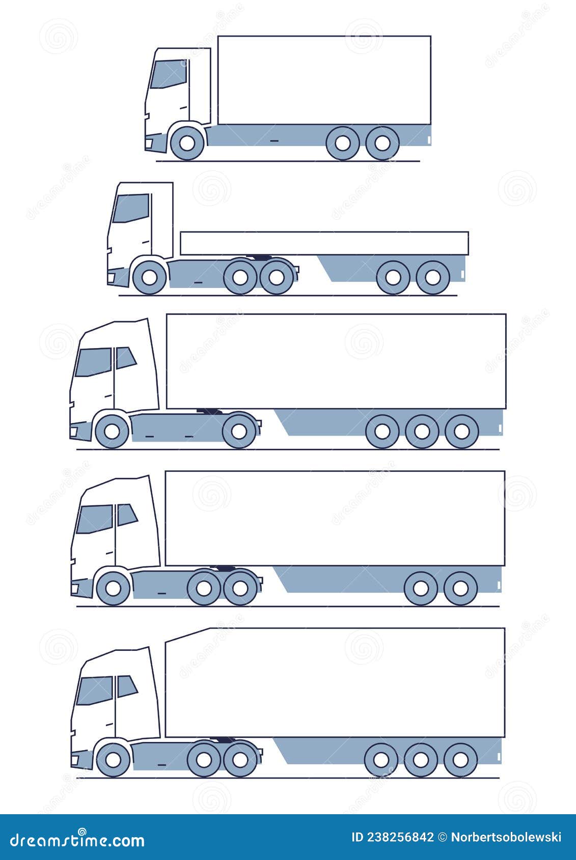 Set of five truck icons. stock vector. Illustration of lorry - 238256842