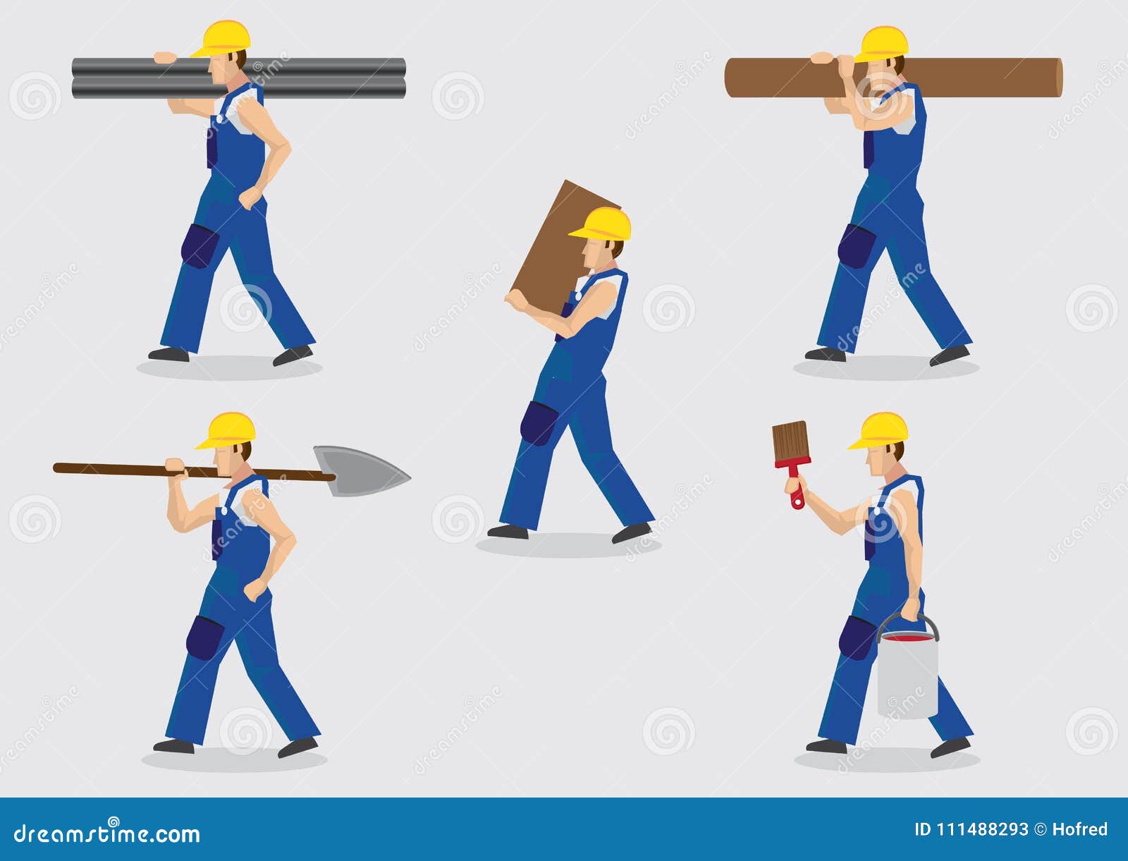 Construction Worker Carrying Materials Vector Illustration Stock Vector ...