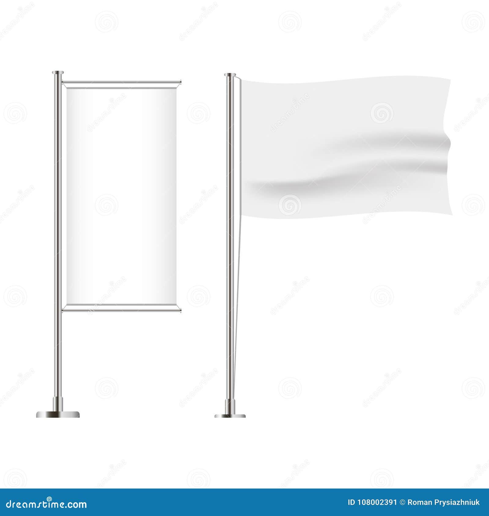 Set of Flag. Horizontal and Vertical, Wavy and Banner Flag. Realistic ...