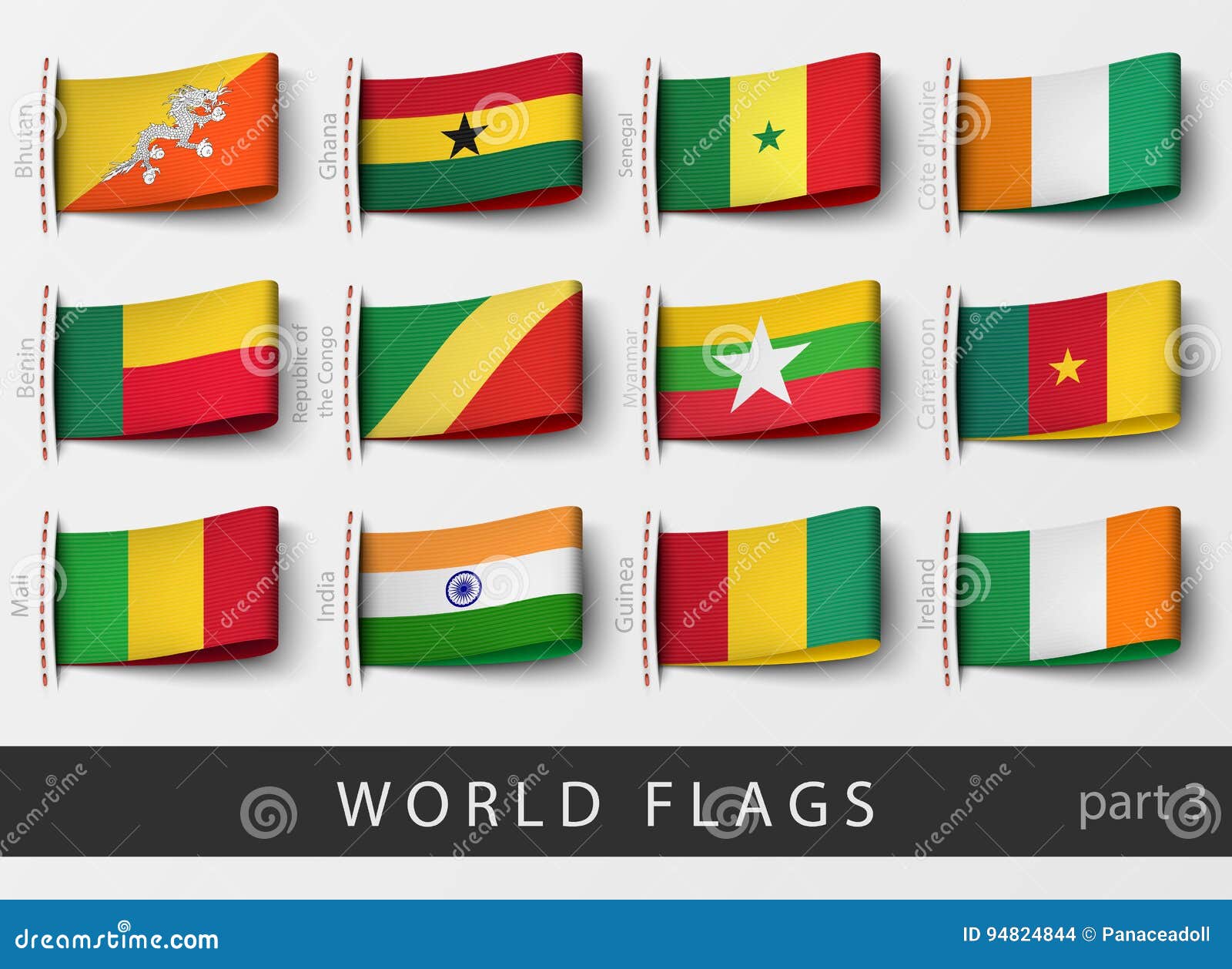 Set of Flag Labels of All Countries Stock Vector - Illustration of ...