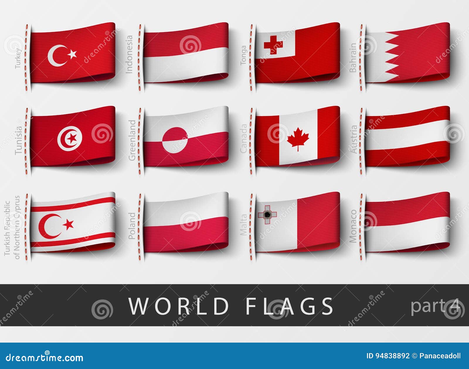 Set of Flag Labels of All Countries Stock Illustration - Illustration ...