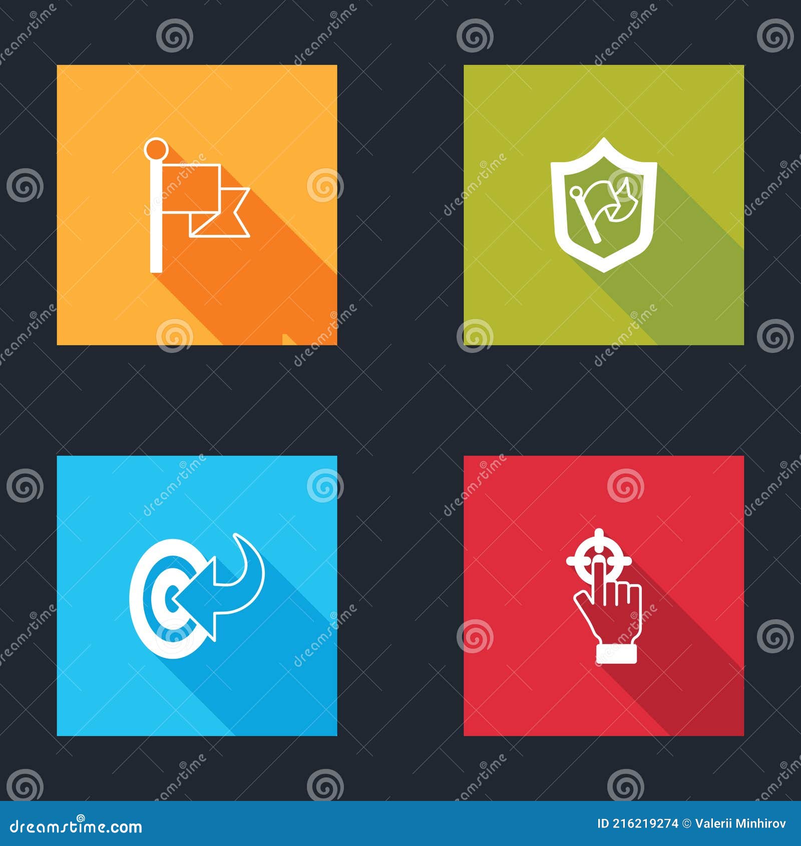 Set Flag, Shield with Flag, Target and Icon. Vector Stock Vector ...