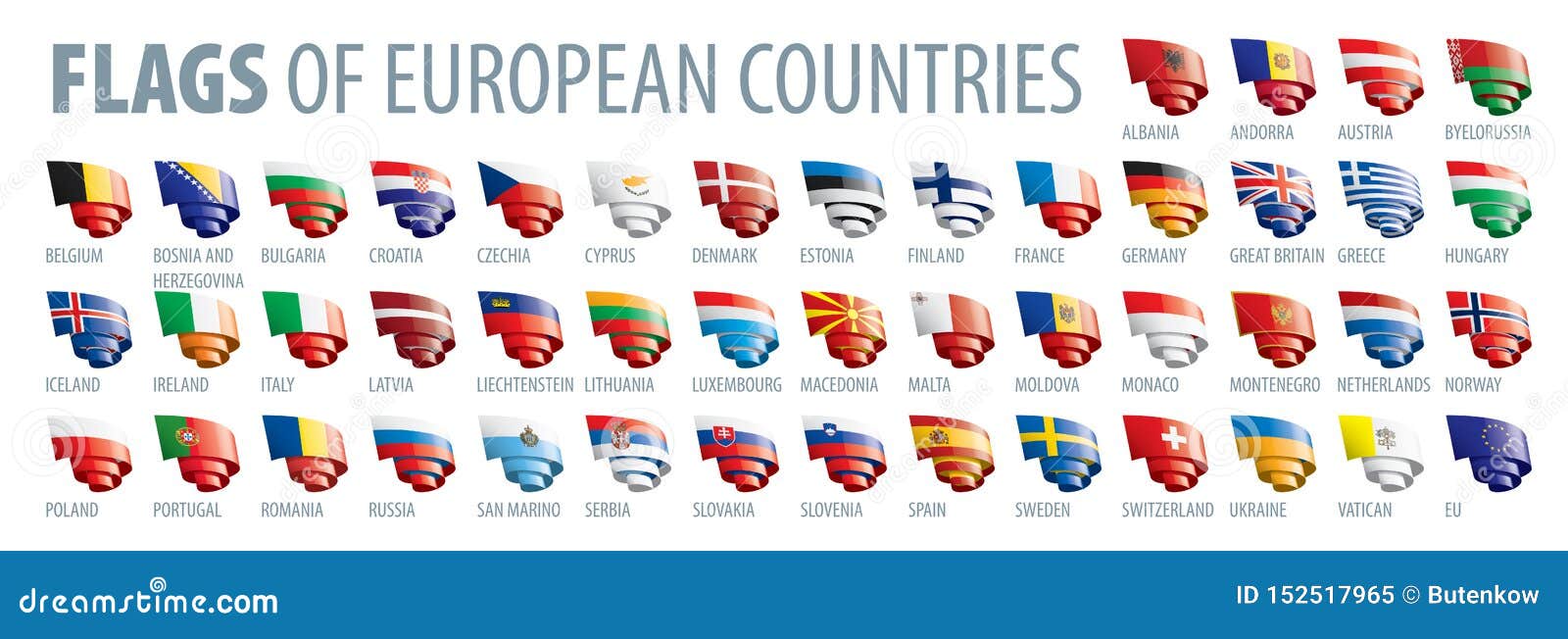 Set of Flags of Europe. Vector Illustration Stock Vector - Illustration ...