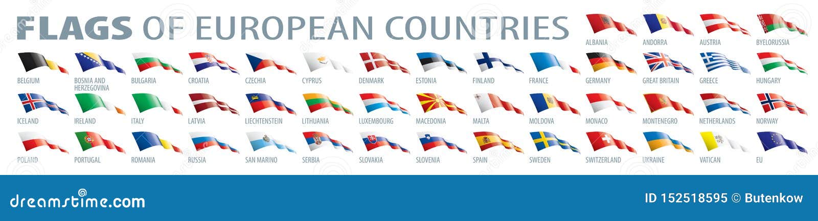 Set of Flags of Europe. Vector Illustration Stock Vector - Illustration ...