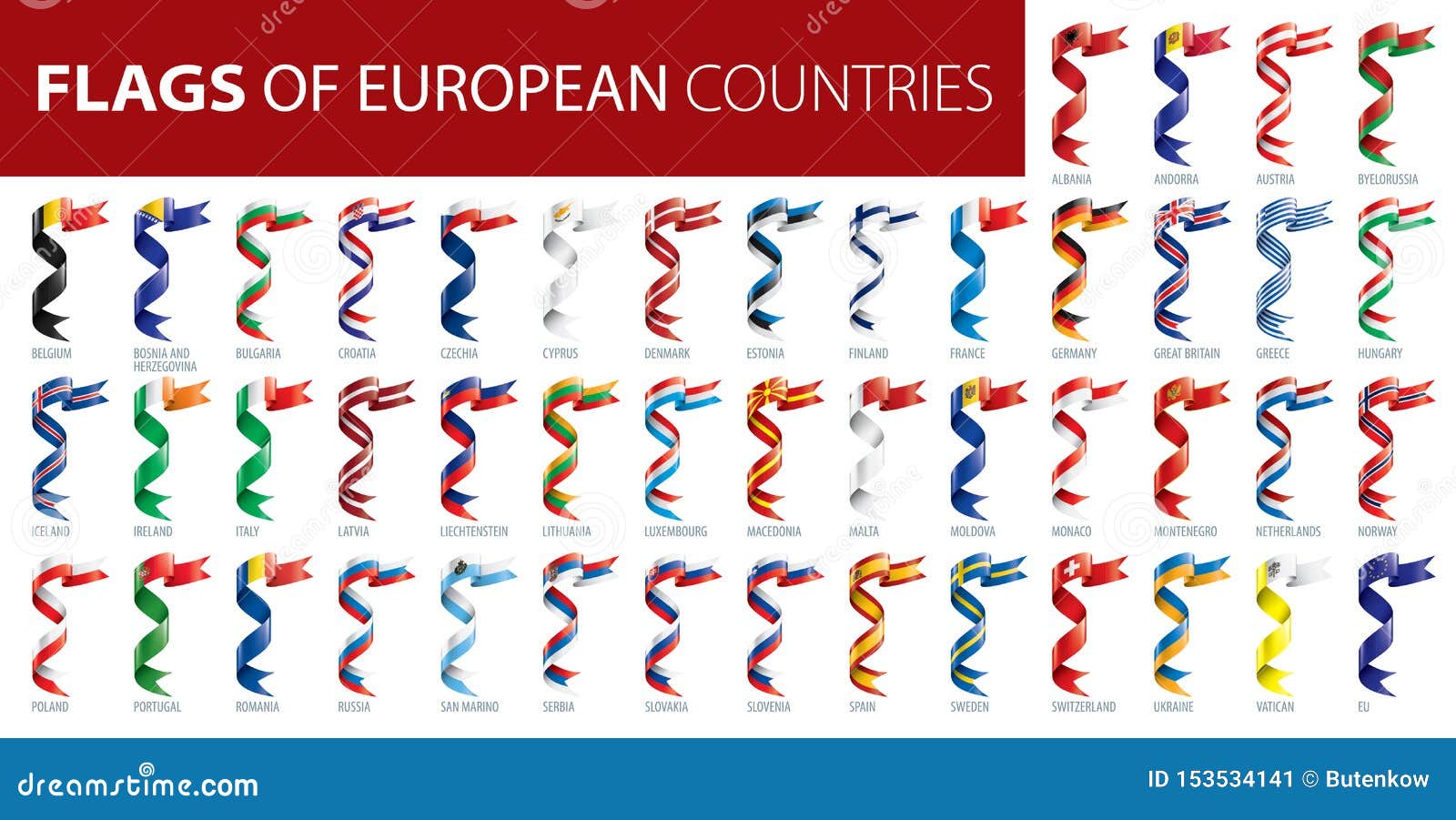 Set of Flags of Europe. Vector Illustration Stock Vector - Illustration ...
